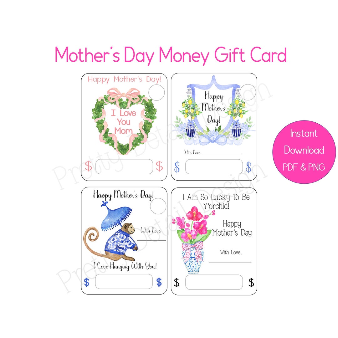 Printable Mother's Day Money Card Holder, Gift for Mom, Happy Mother's ...