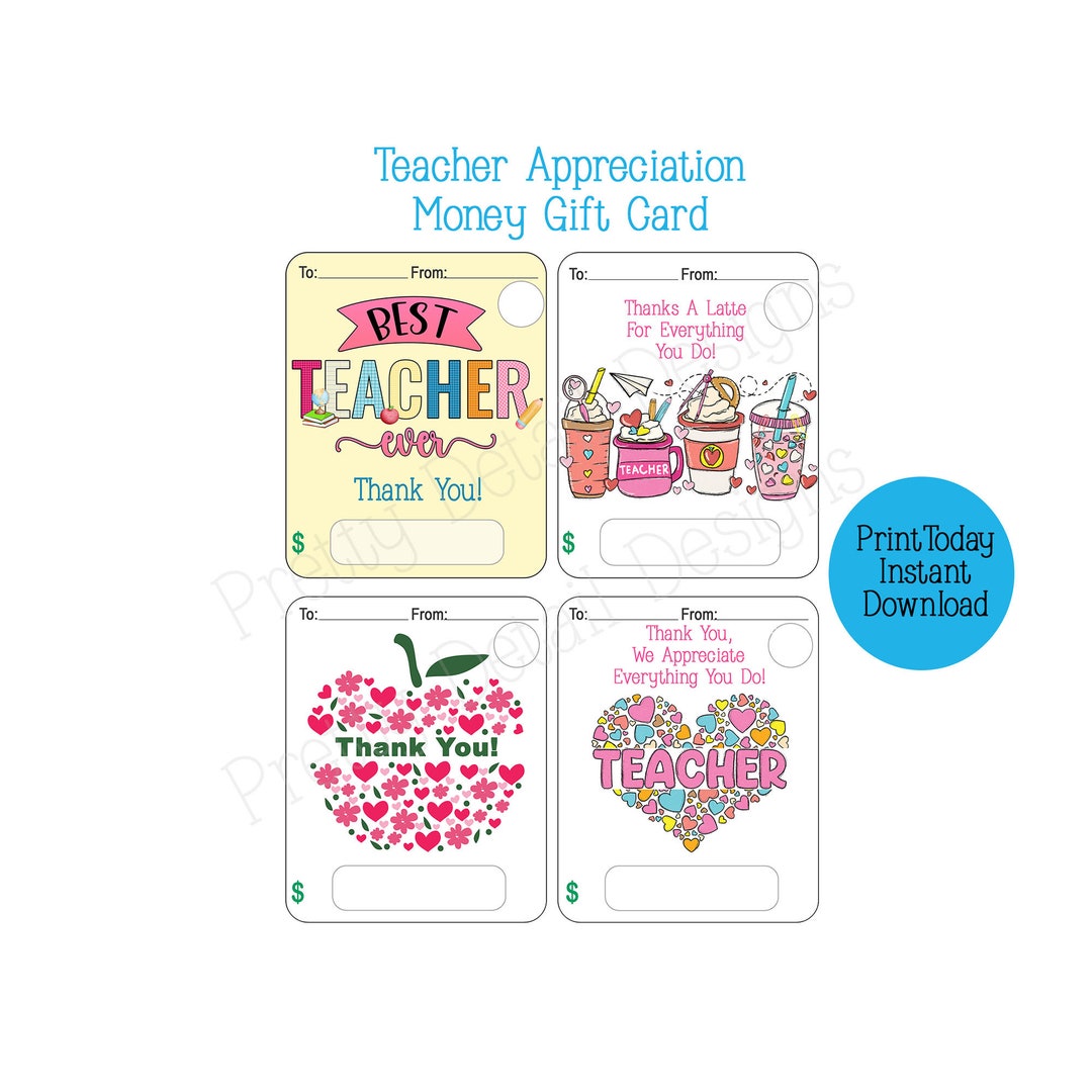 Teacher Printable Money Card, Teacher Money Card Holders, Print Then ...