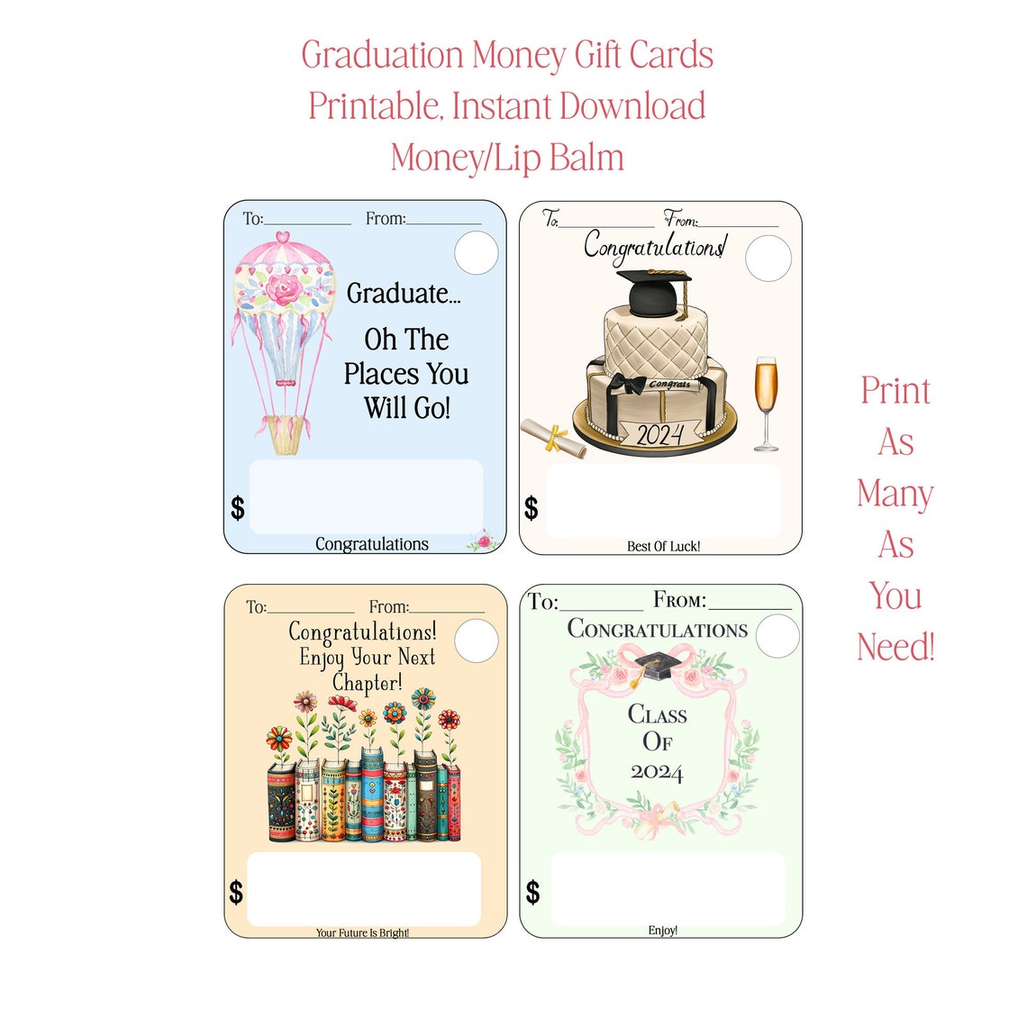 Graduation Money Card Holders, Printable Instant Download, Gift for ...