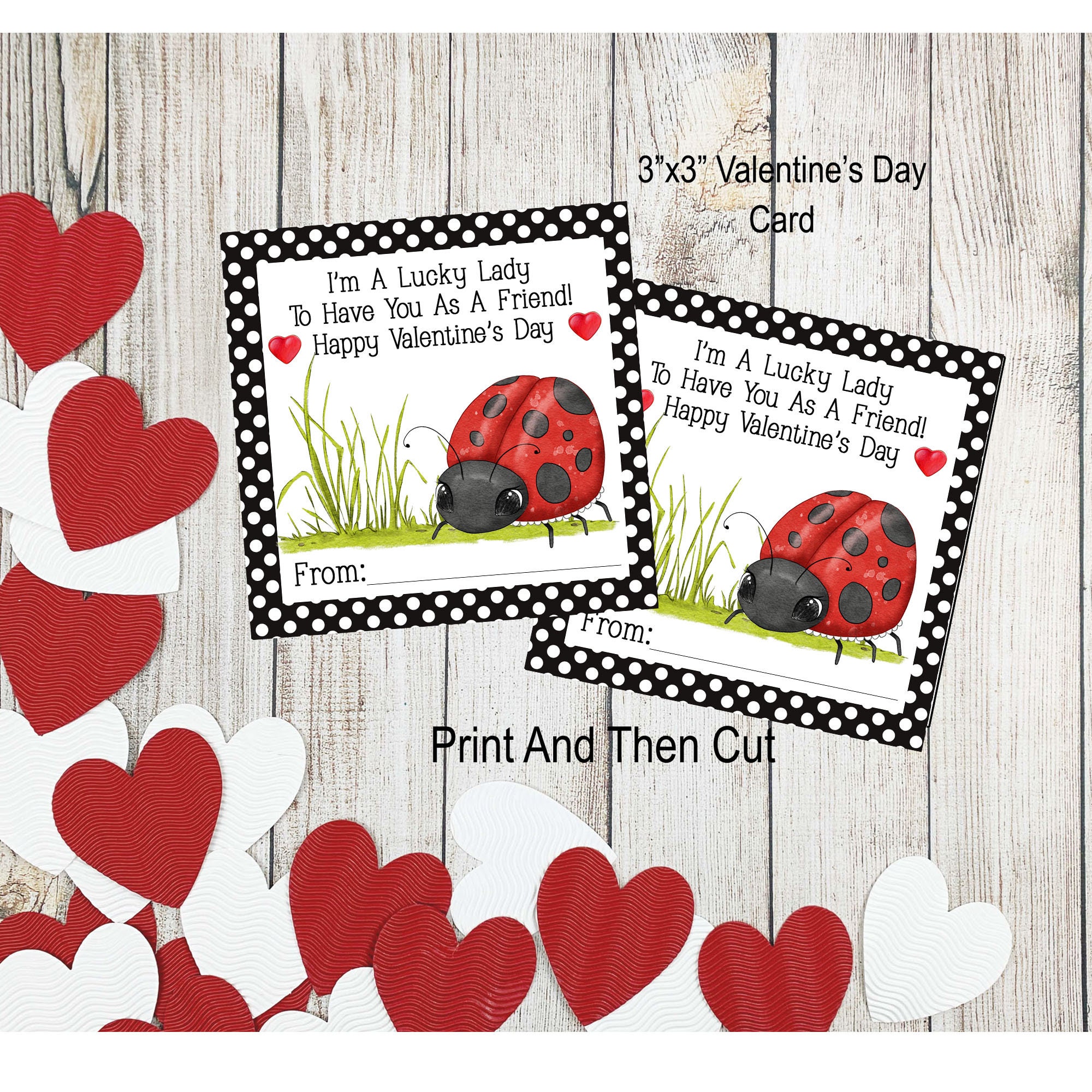 Printable Lucky Ladybug Valentine Tags, Kids Valentine Day Cards ...