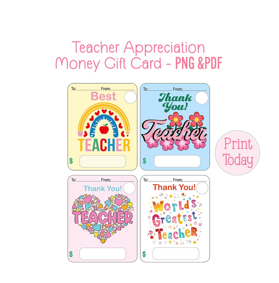 Teacher Printable Money Card, Teacher Money Card Holders, Print Then ...