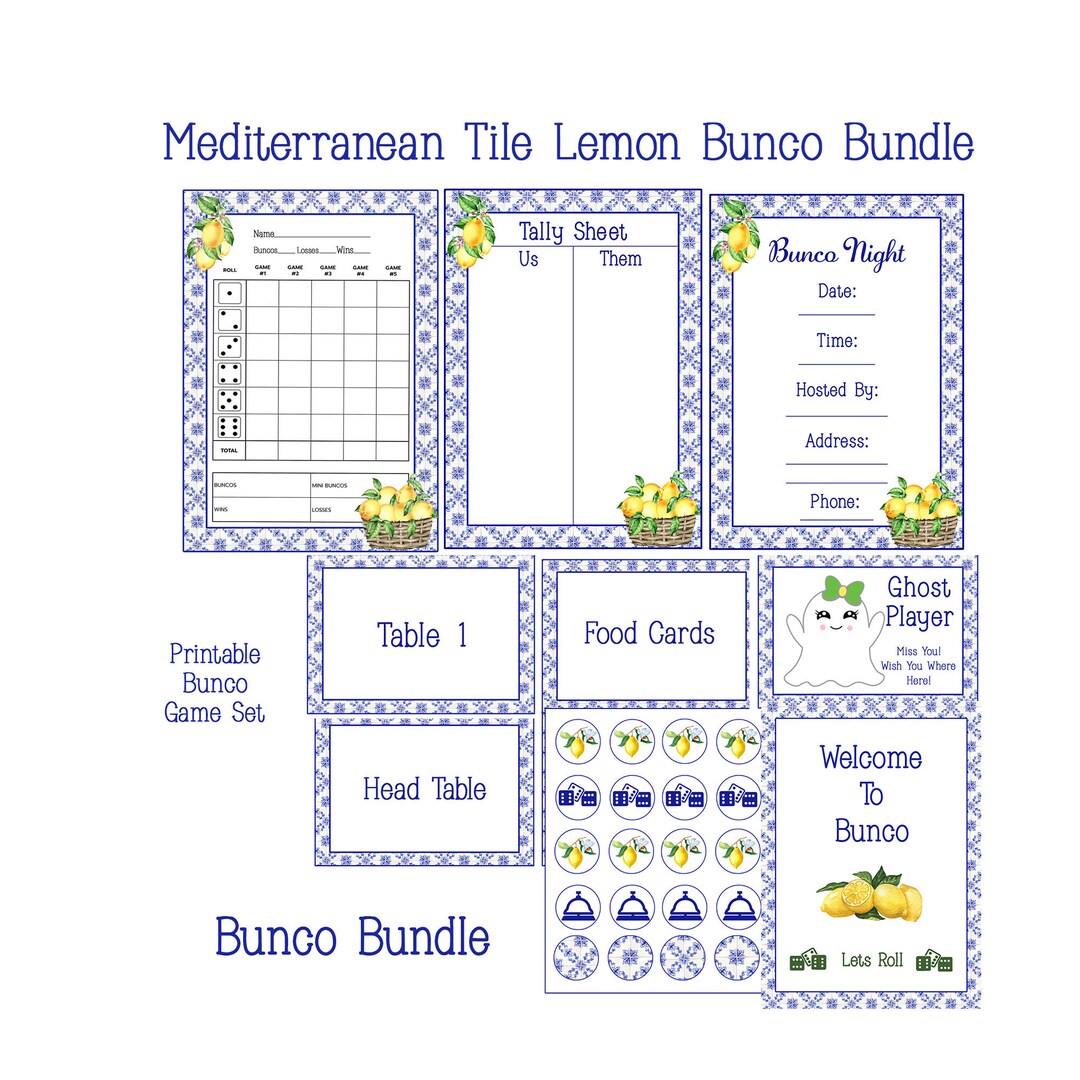 Printable Bunco Party Supplies, Bunko Night Bundle, Score Sheets, Bunco ...