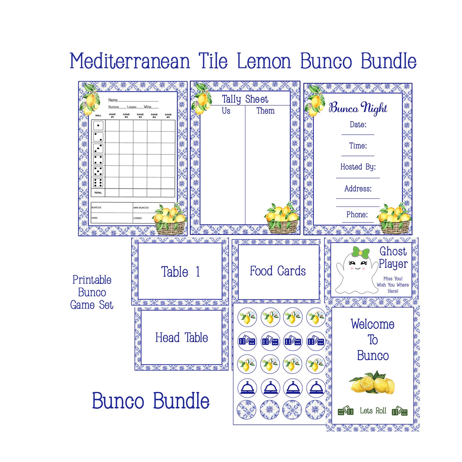 Printable Bunco Party Supplies, Bunko Night Bundle, Score Sheets, Bunco ...