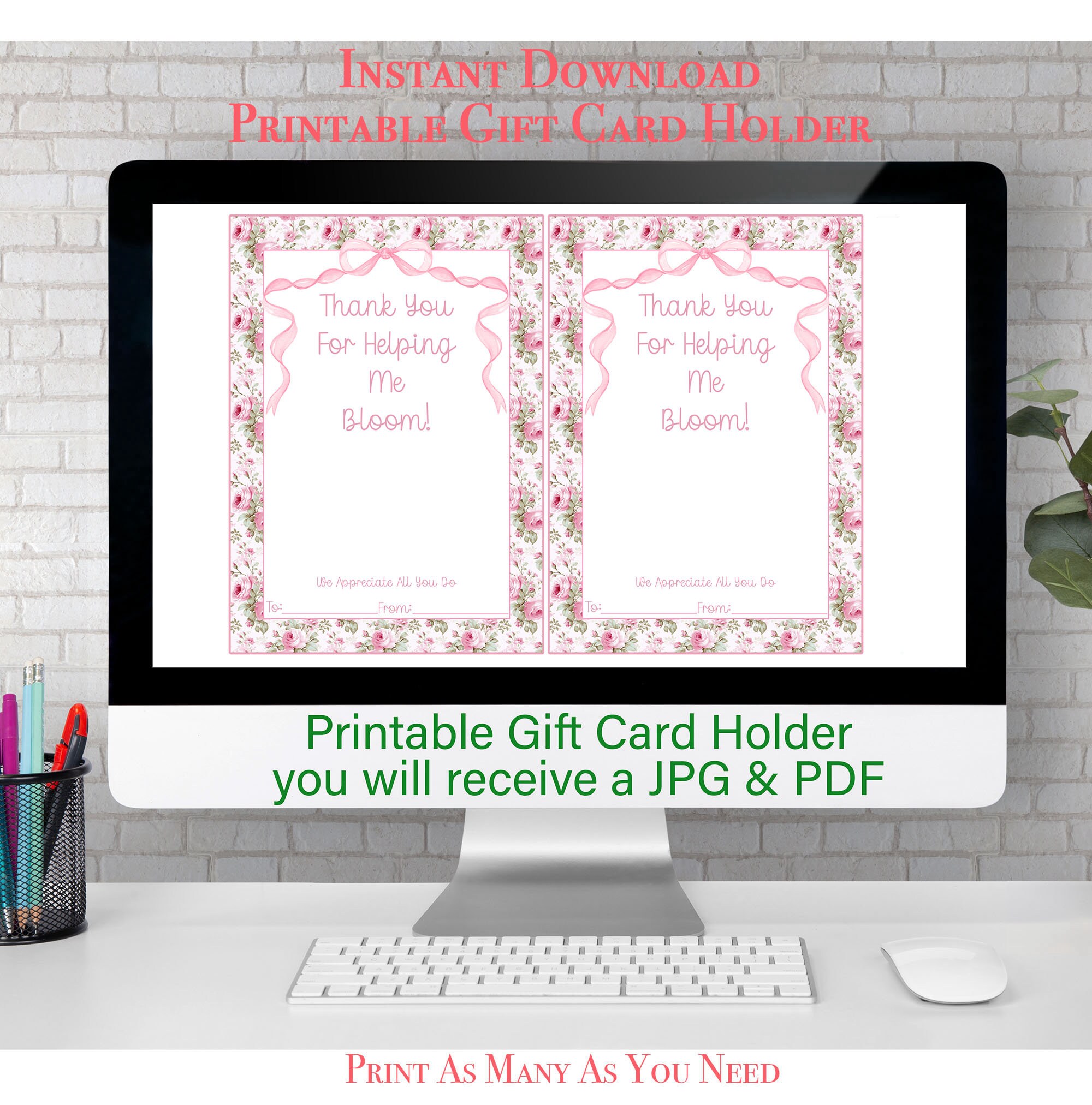 Teacher Gift Card Holder, Printable Card, End of School Gift Card,love ...