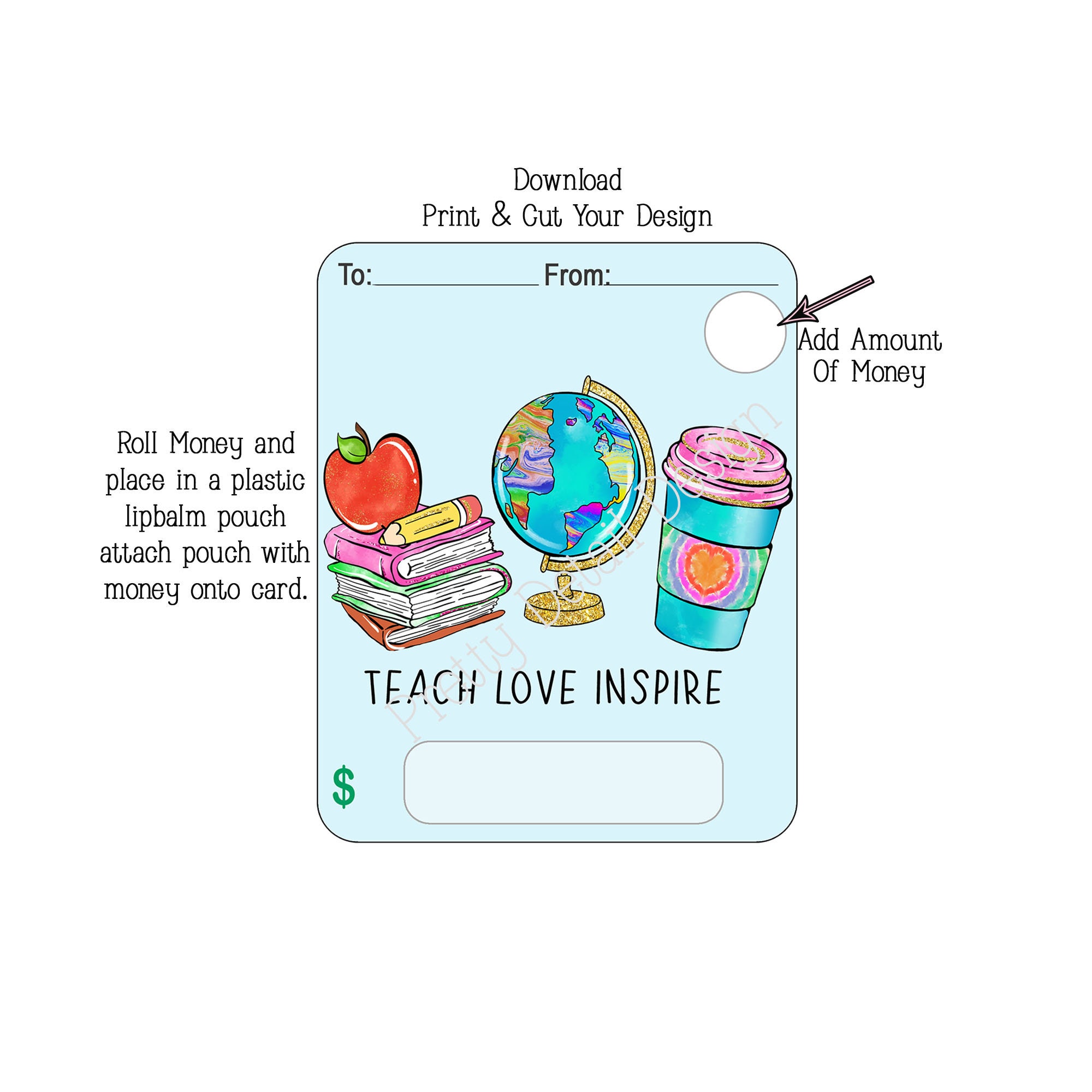 School Printable Money Card, Teacher Gift, SRO Gift, Crossing Guard ...