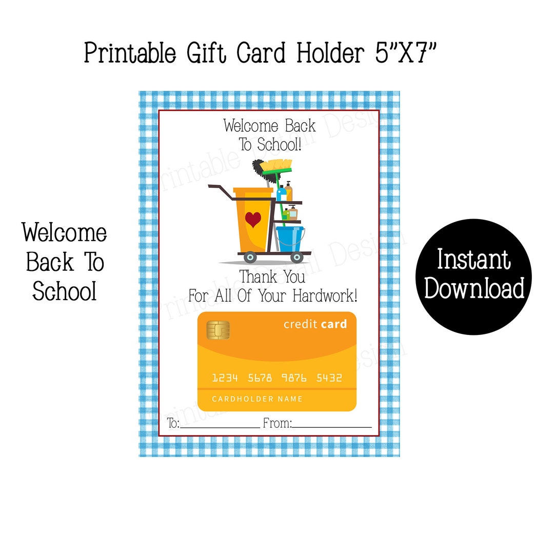 Custodian Welcome Back to School & Thank You Gift Card Holder for ...