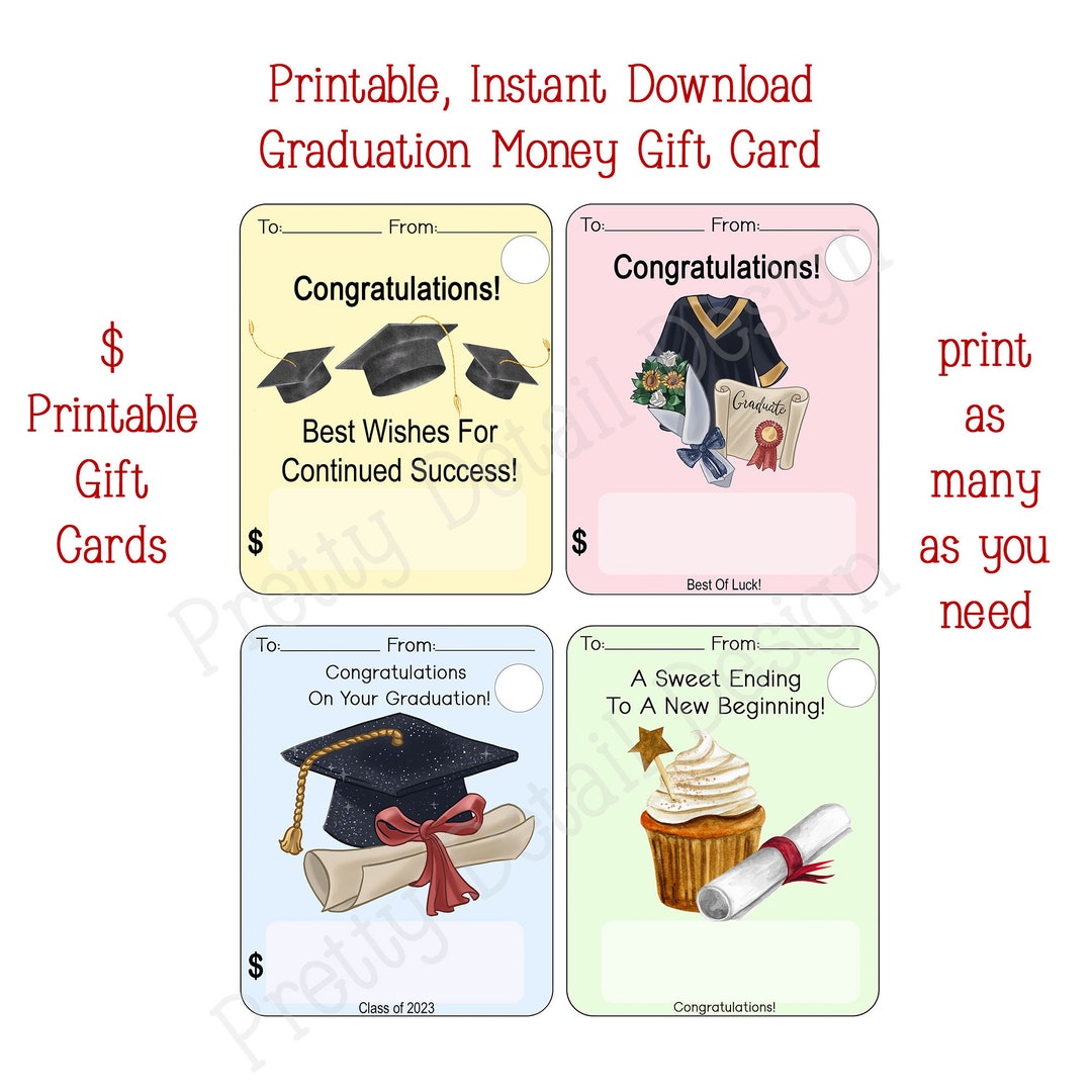 Printable Graduation Card, Money Gift Card for Graduate, Instant ...