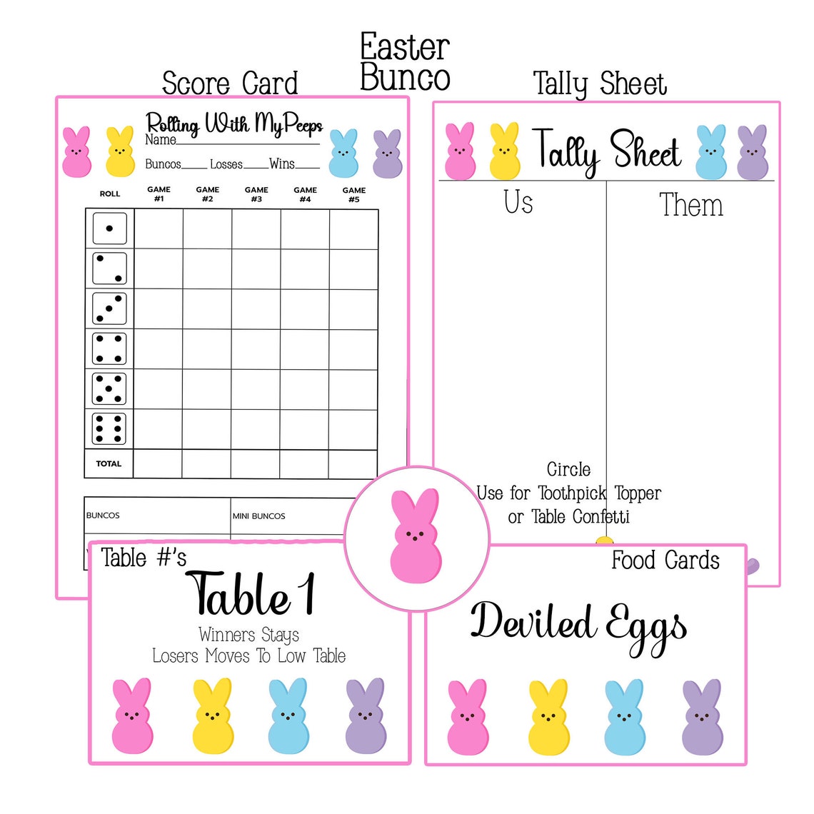 Easter Bunco BUNDLE Bunco Scorecards, Tally Sheets, Table Numbers ...