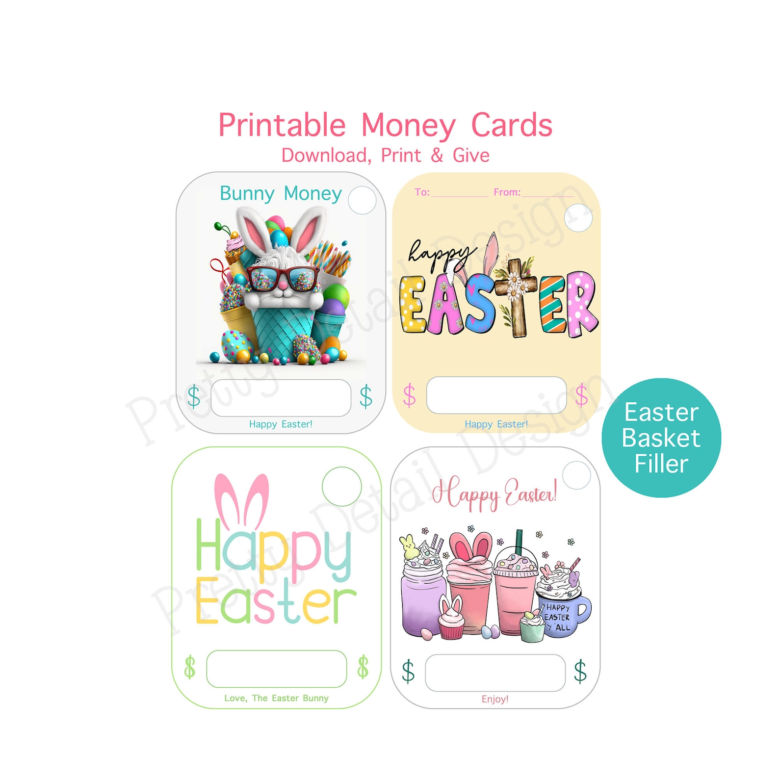 Easter Money Card PDF & PNG, Easter Gift Card, Easter Basket Filler ...