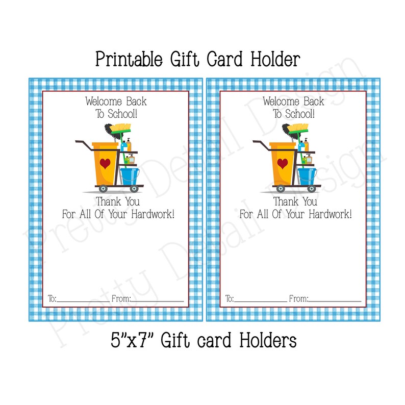 Custodian Welcome Back to School & Thank You Gift Card Holder for ...