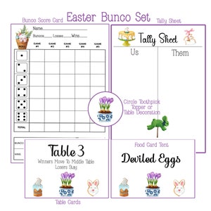 Easter Bunco BUNDLE Bunco Scorecards, Tally Sheets, Table Numbers ...