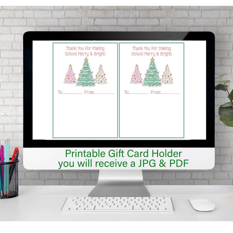 Printable Teacher Gift Card Holder, School Christmas Gift, Gift for ...