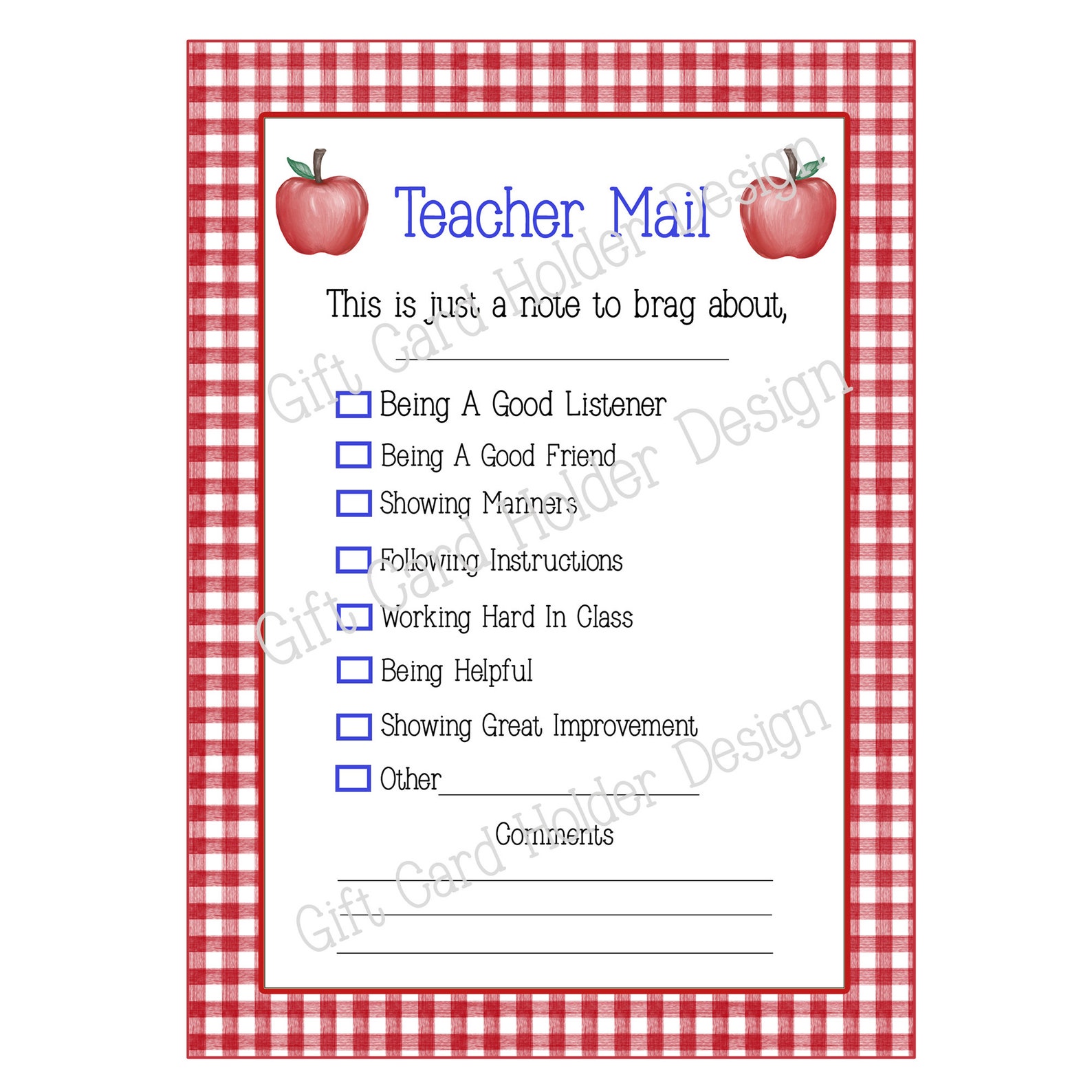 Teacher Mail Note From the Teacher Teacher Report Good Report From ...