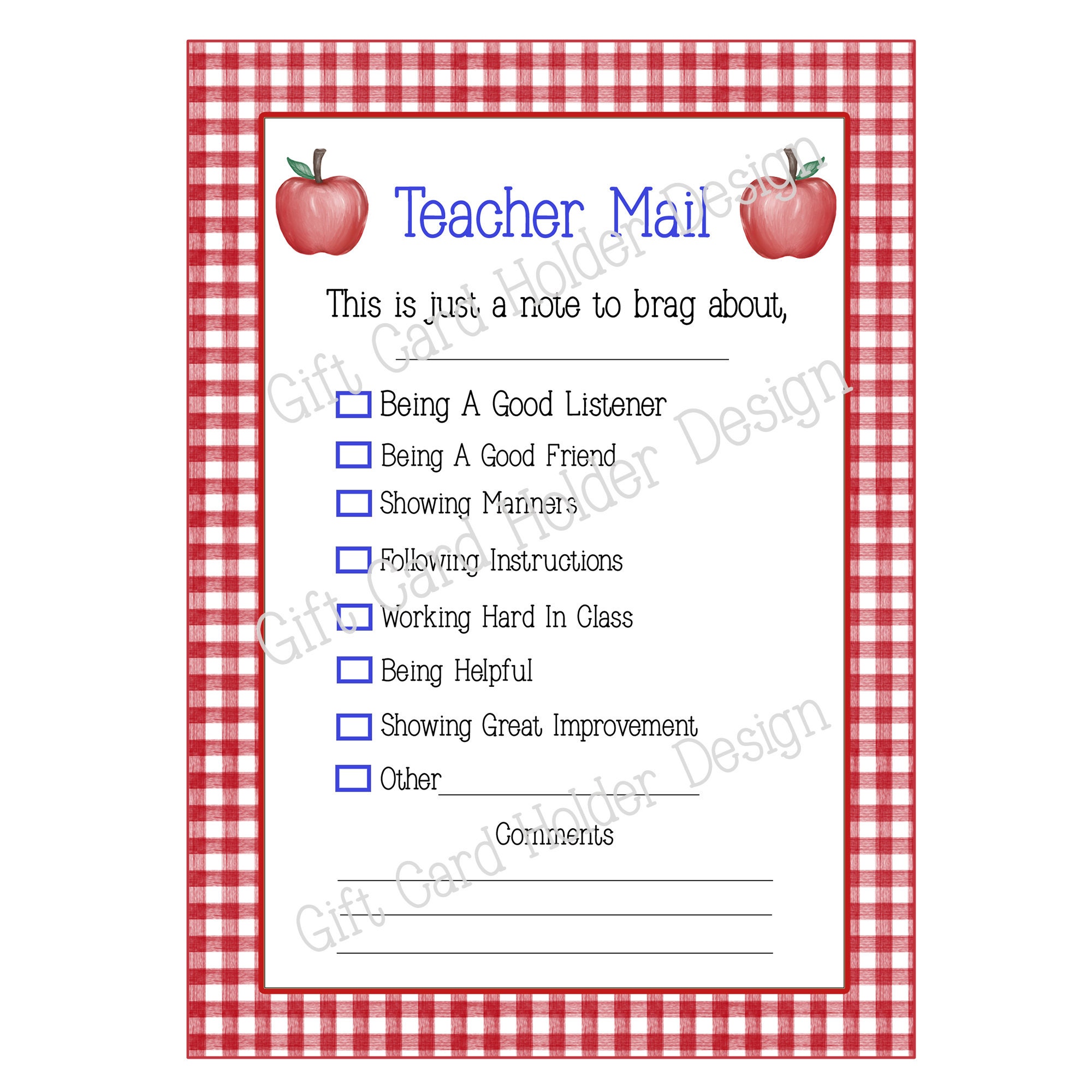Teacher Mail Note From the Teacher Teacher Report Good Report From ...