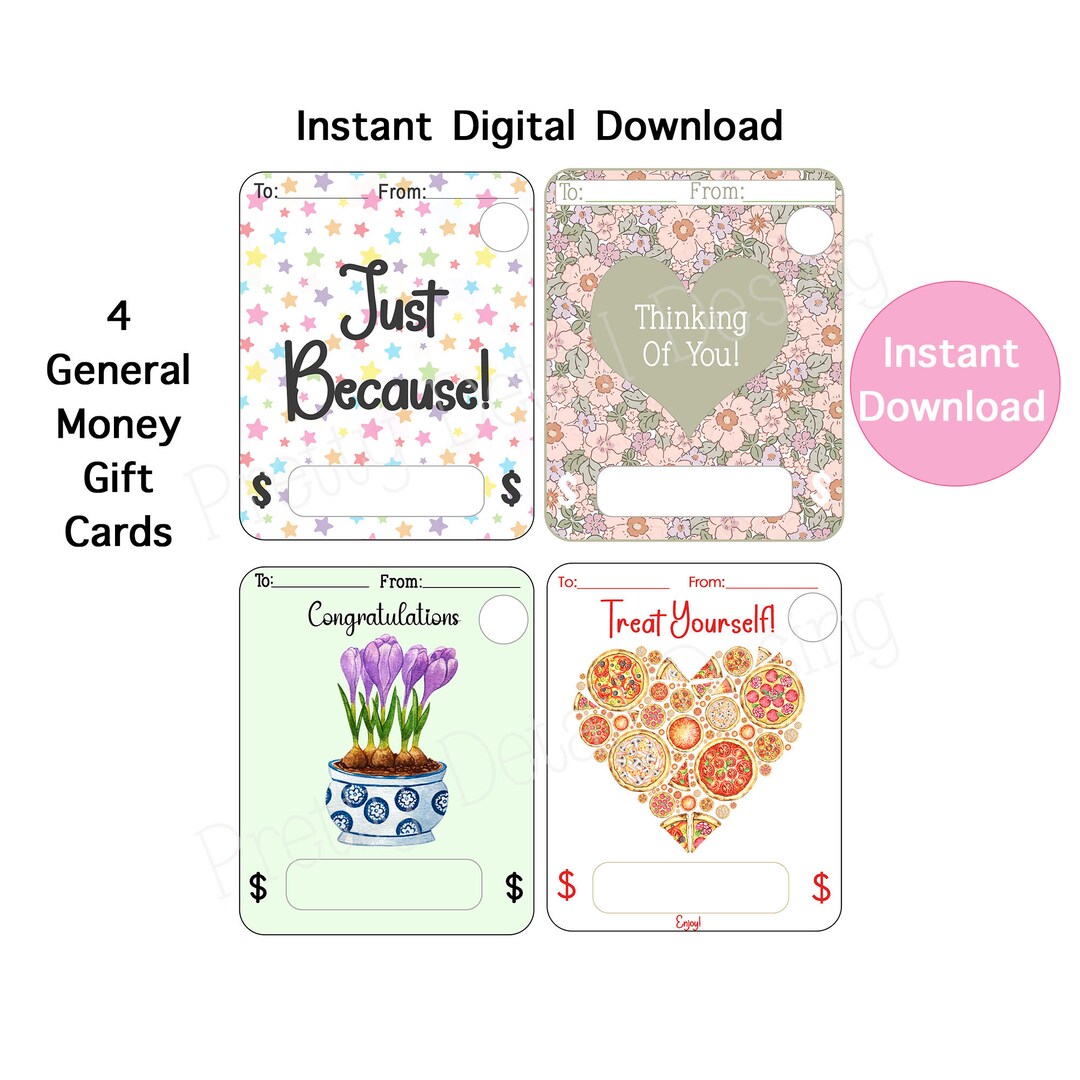 Printable Money Gift Card Holder, Cash Card, Money Holder, Instant ...