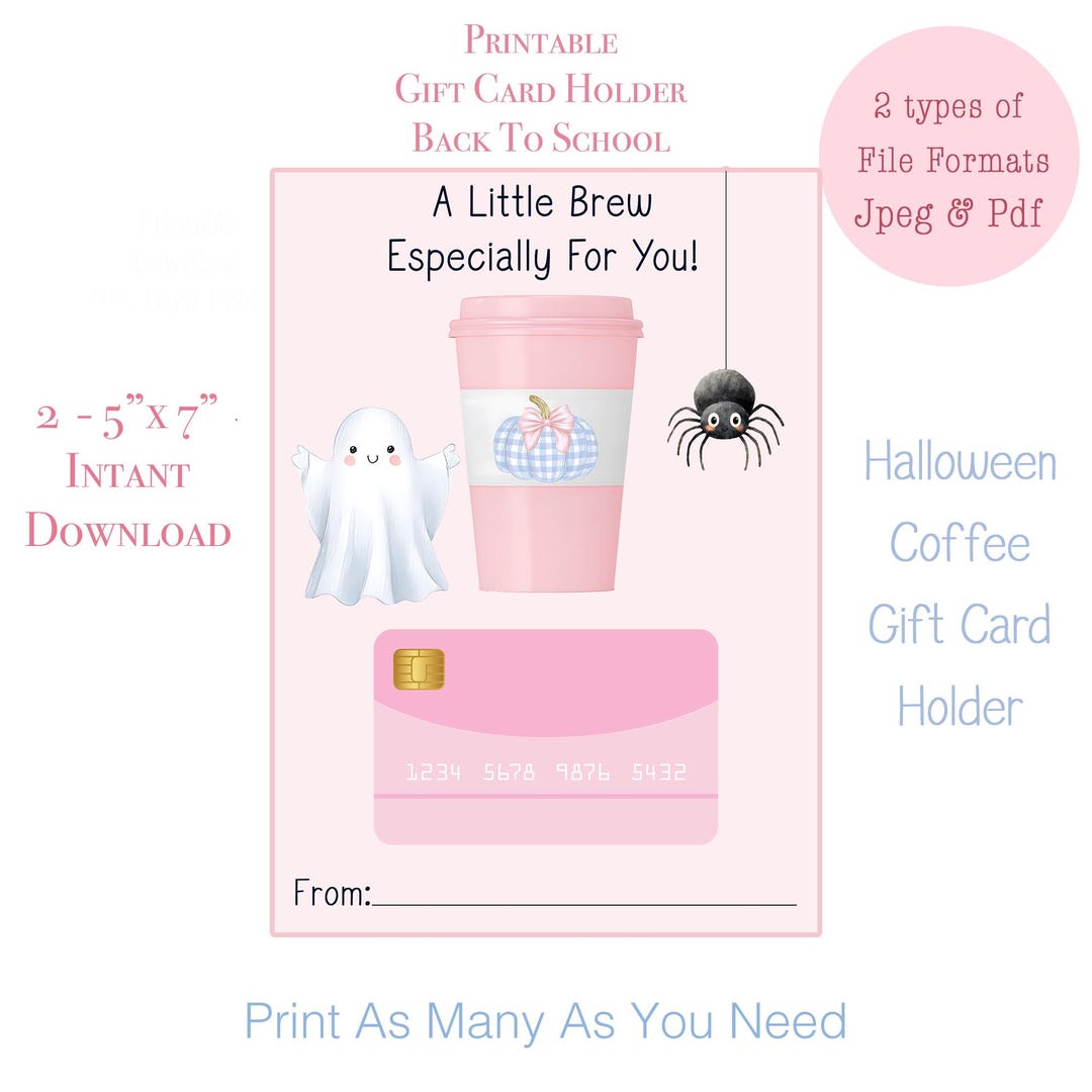 Halloween Gift Card Holder, Brew Coffee Printable Gift Card Holder ...