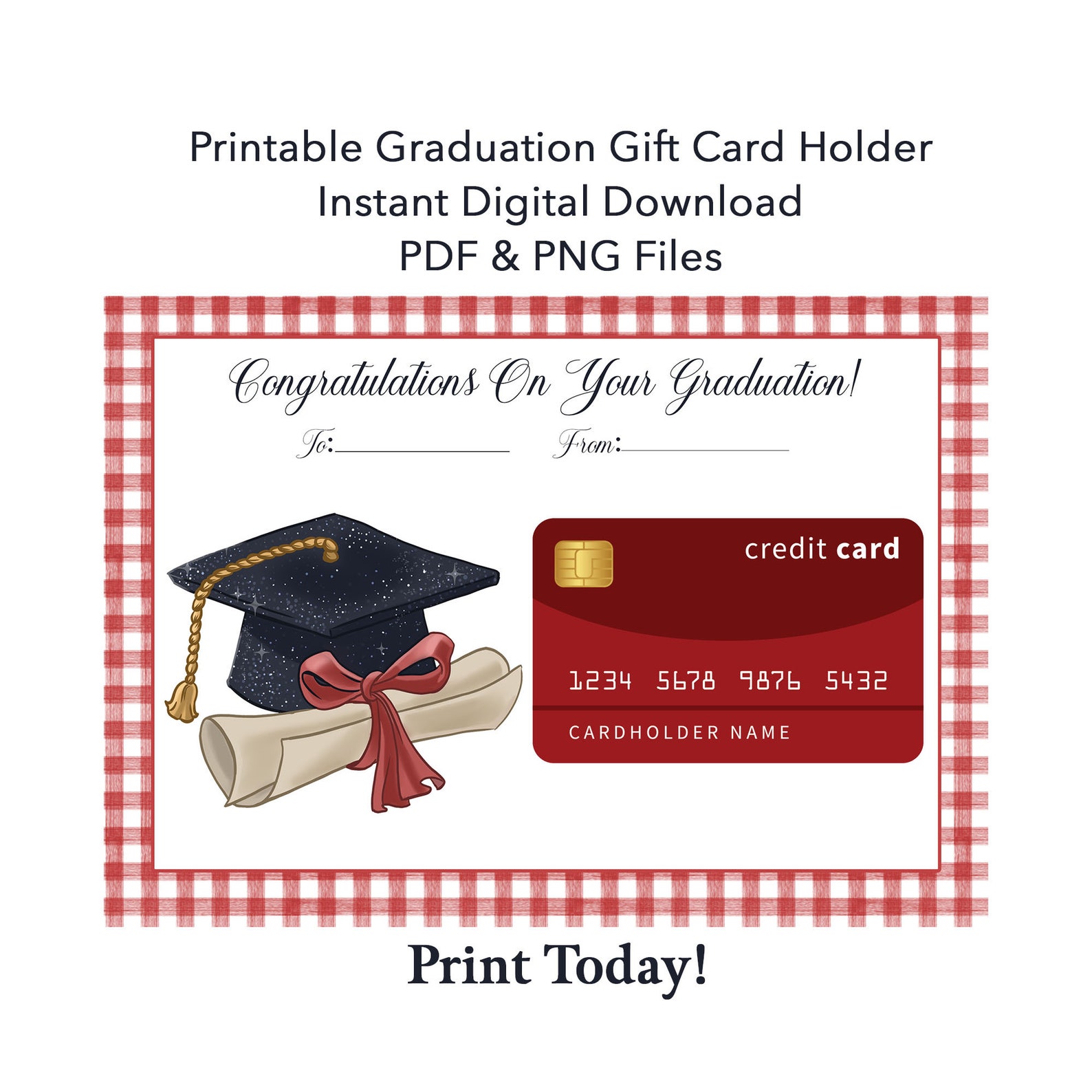 Printable Graduation Gift Card Holder, Gift for Graduation, Instant ...