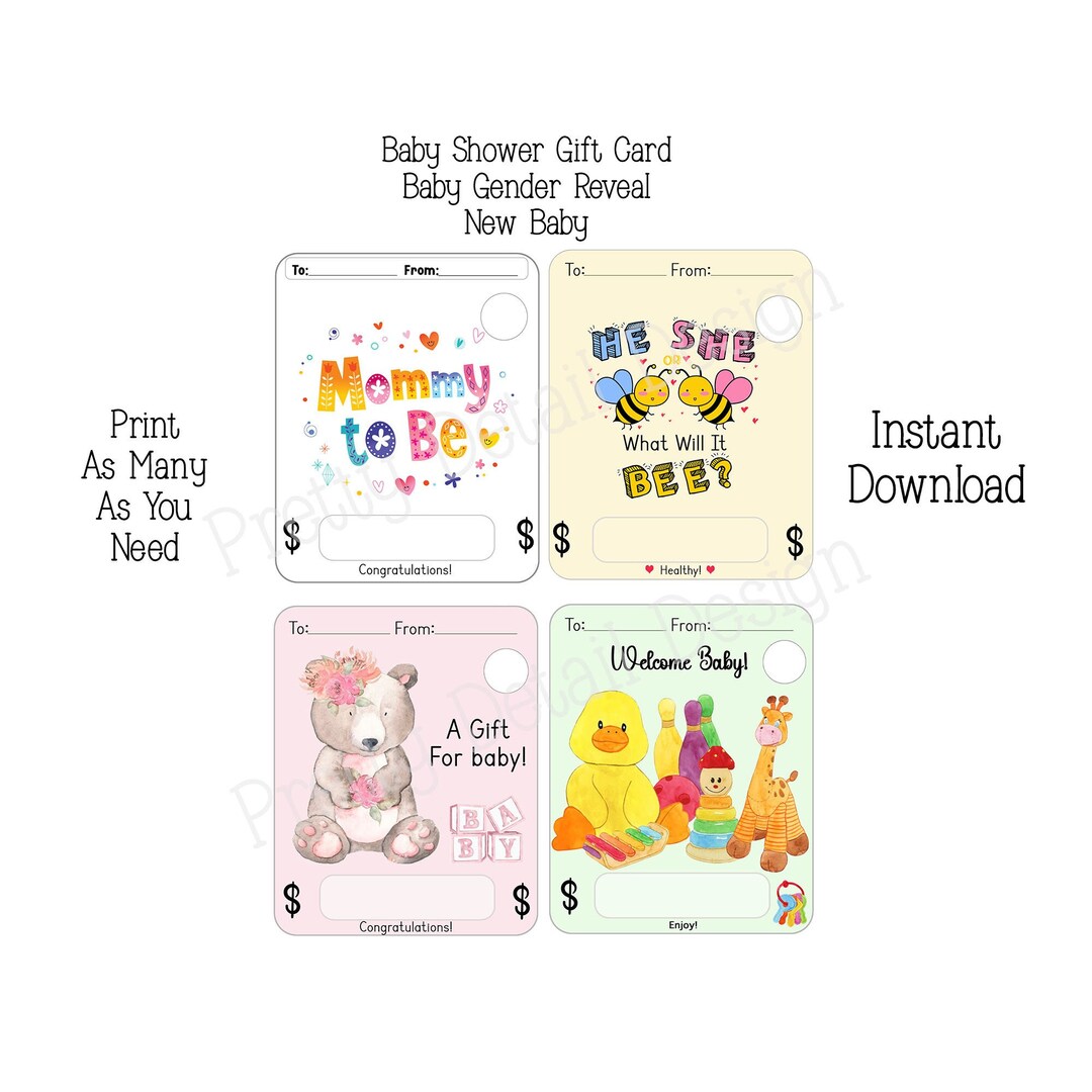 Printable Baby Money Gift Cards Holder, Gender Reveal Gift, Printable ...