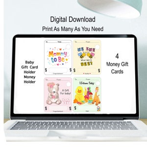 Printable Baby Money Gift Cards Holder, Gender Reveal Gift, Printable ...