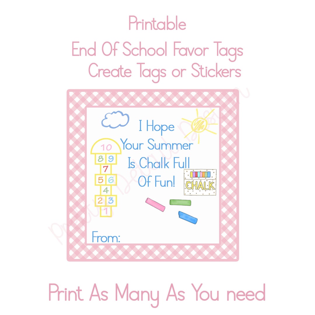 PRINTABLE School Gift Tags, End of School Gift Tags, Treat Bag Tag ...