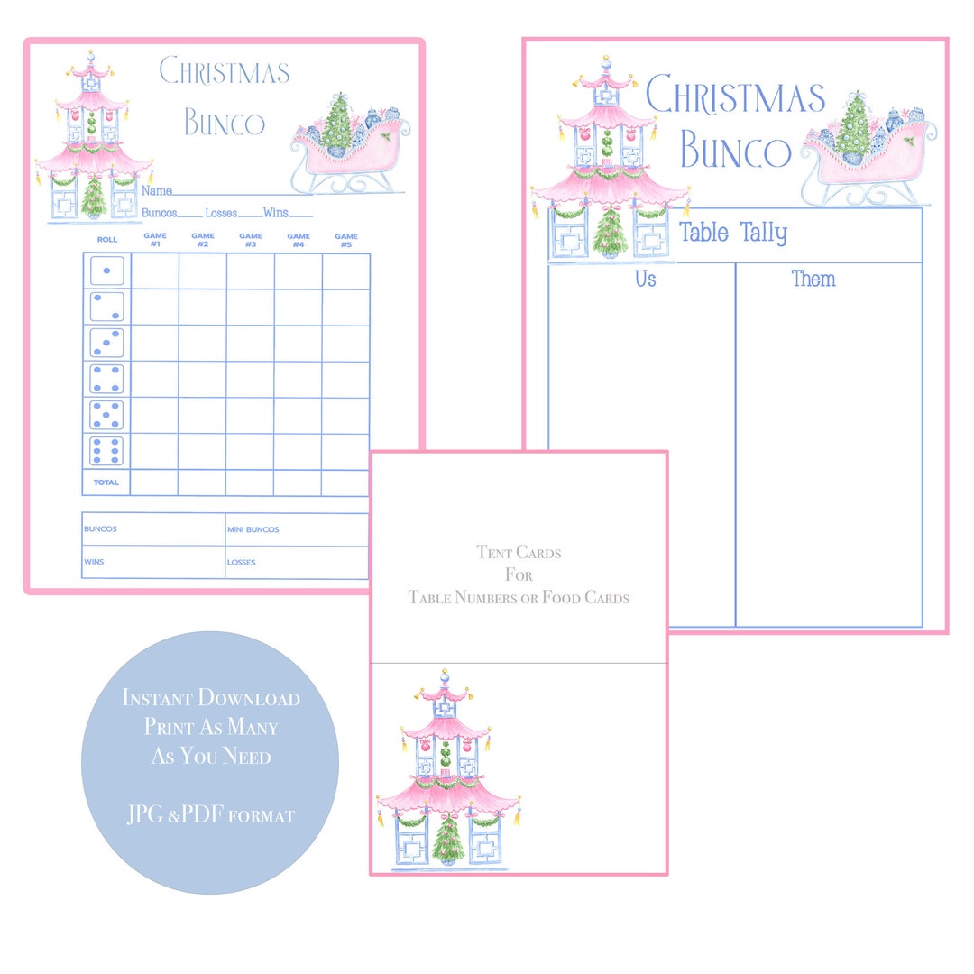 Printable Bunco Bundle Christmas Bunco Scorecard, Score Sheet, Bunko ...