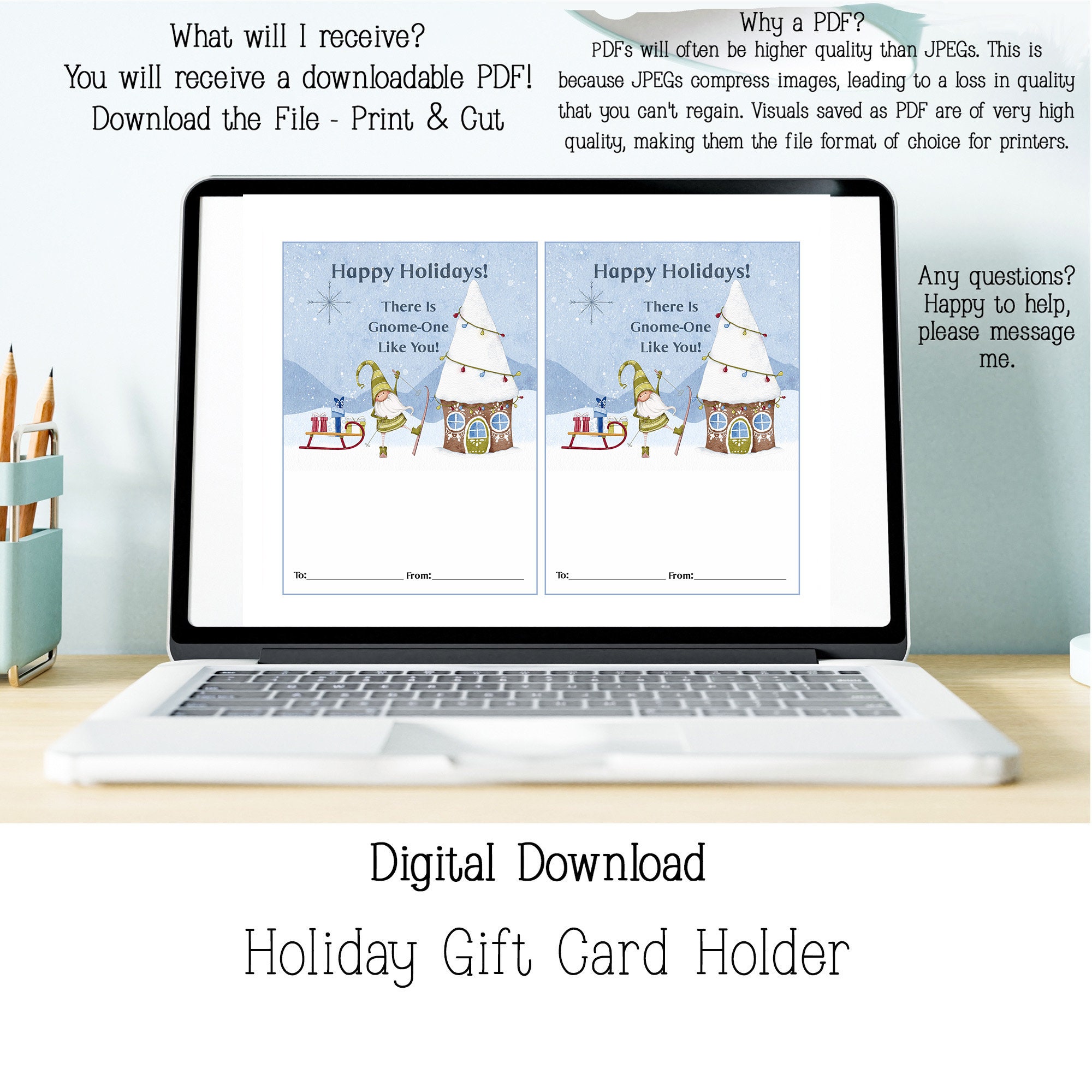 Printable Christmas Card, Gift Card Holder, Holiday Gift, Christmas ...