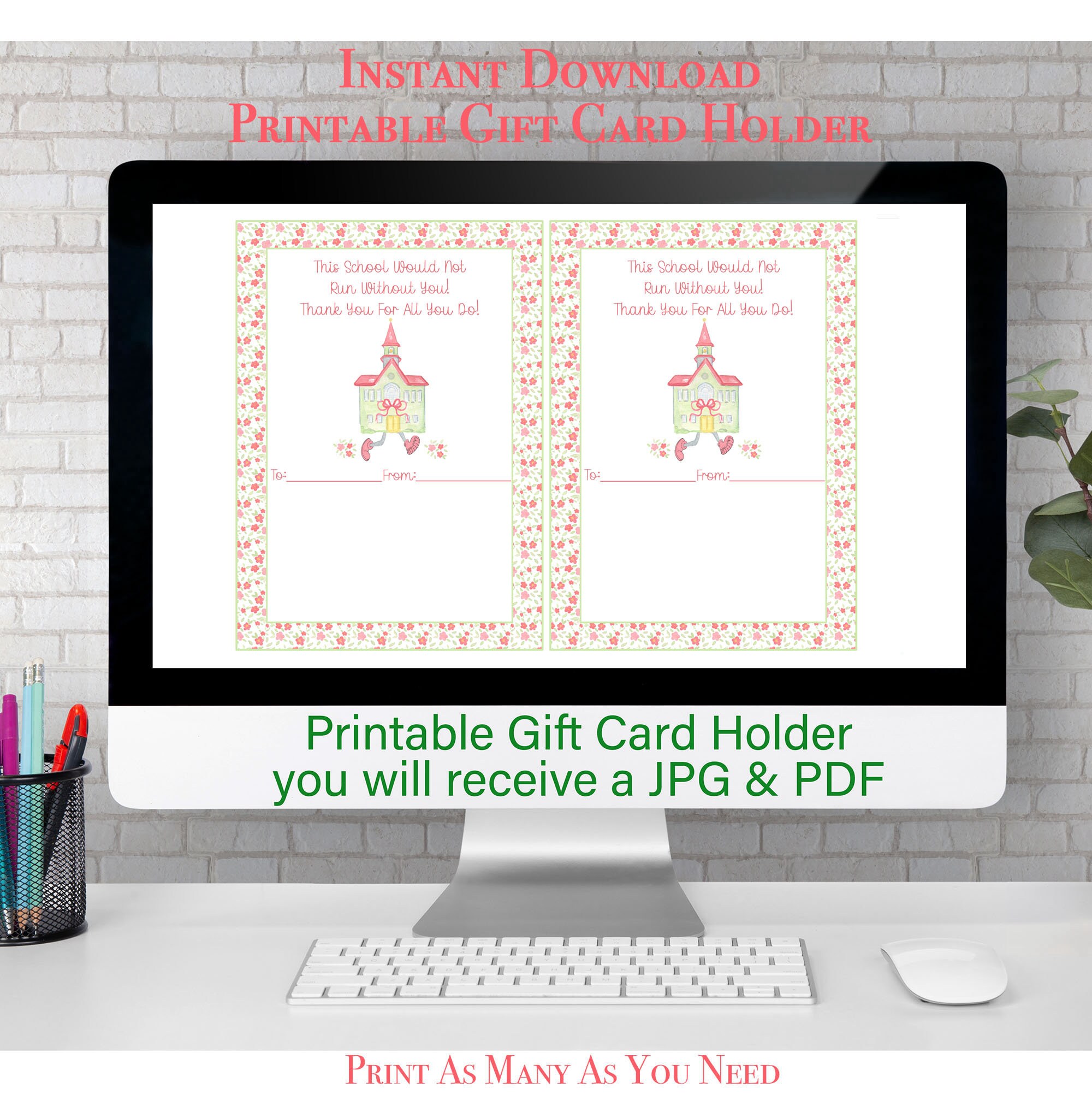 School Staff Appreciation, Gift Card Holder, Gift for School Staff ...