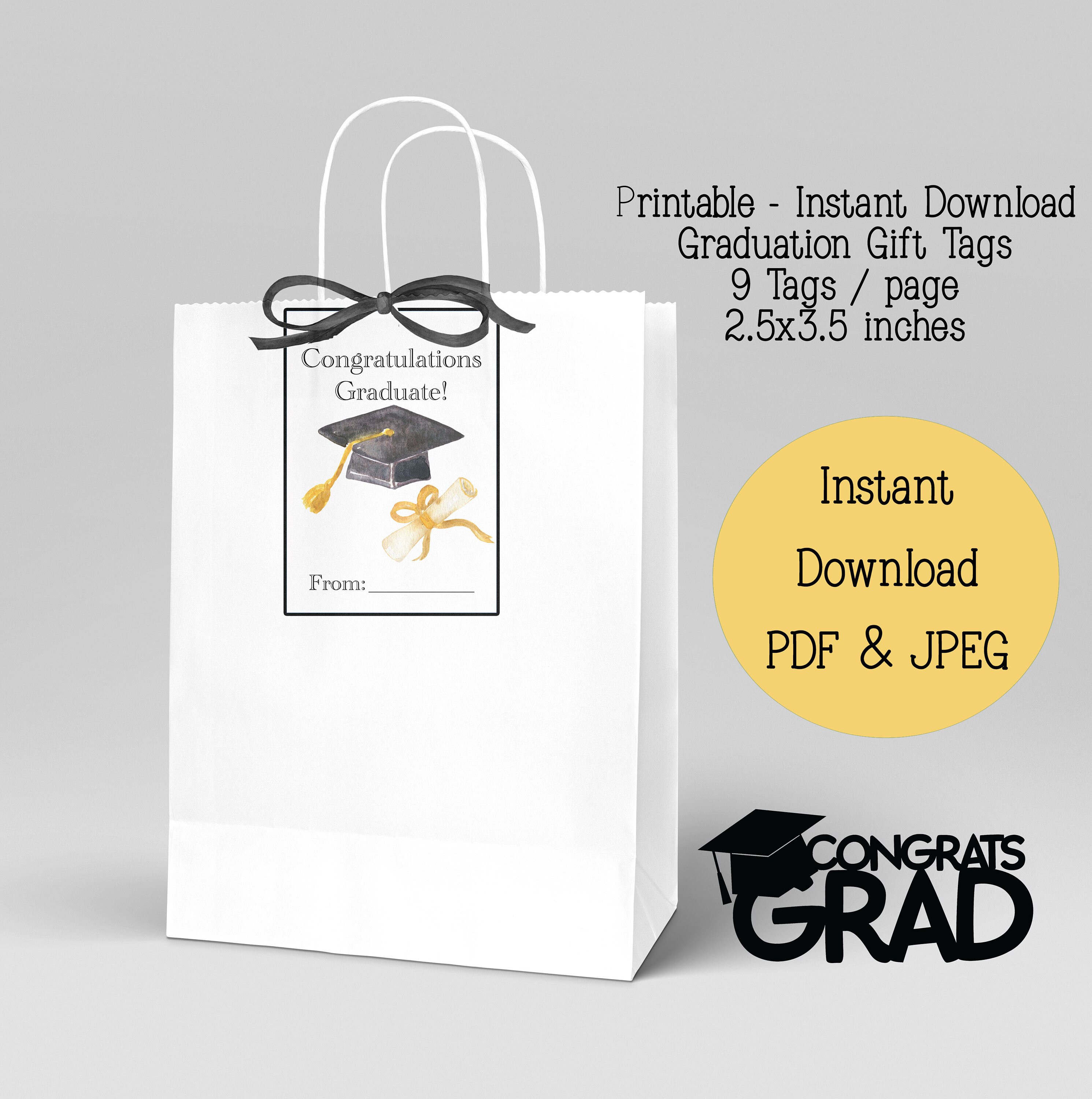 Printable Gift Tags, Congratulations Gift Tags, Graduation Gift Tag ...