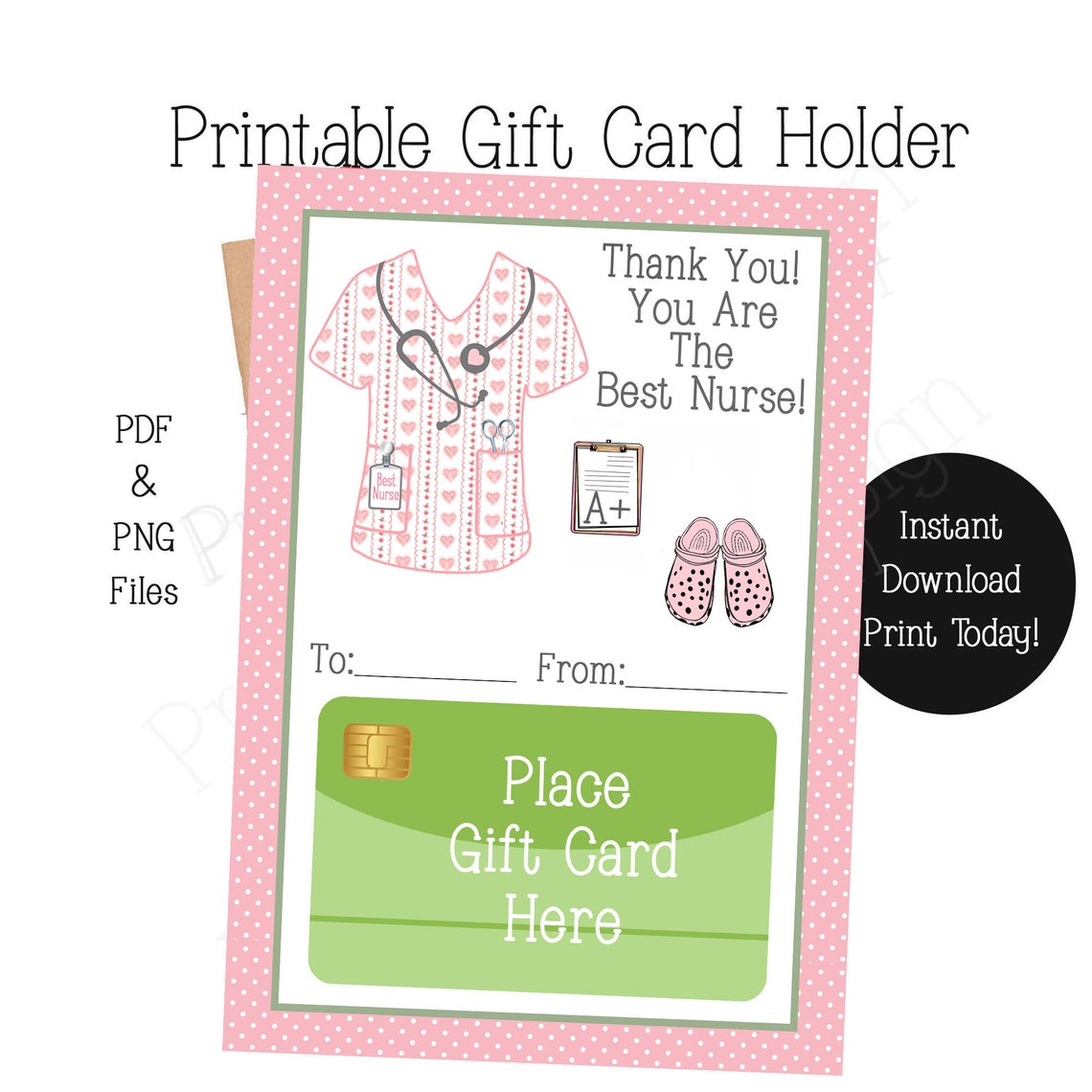 PRINTABLE School Nurse Thank You Gift Card Holder Gift for - Etsy