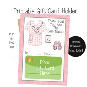 PRINTABLE School Nurse Thank You Gift Card Holder Gift for - Etsy