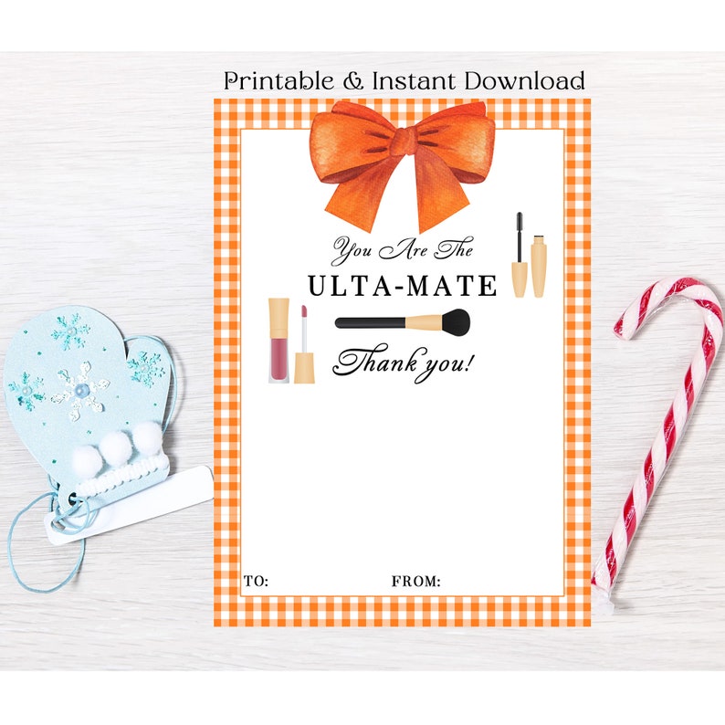 Ulta - Mate Printable Gift Card Holder, Thank You Gift Card, Make-up ...