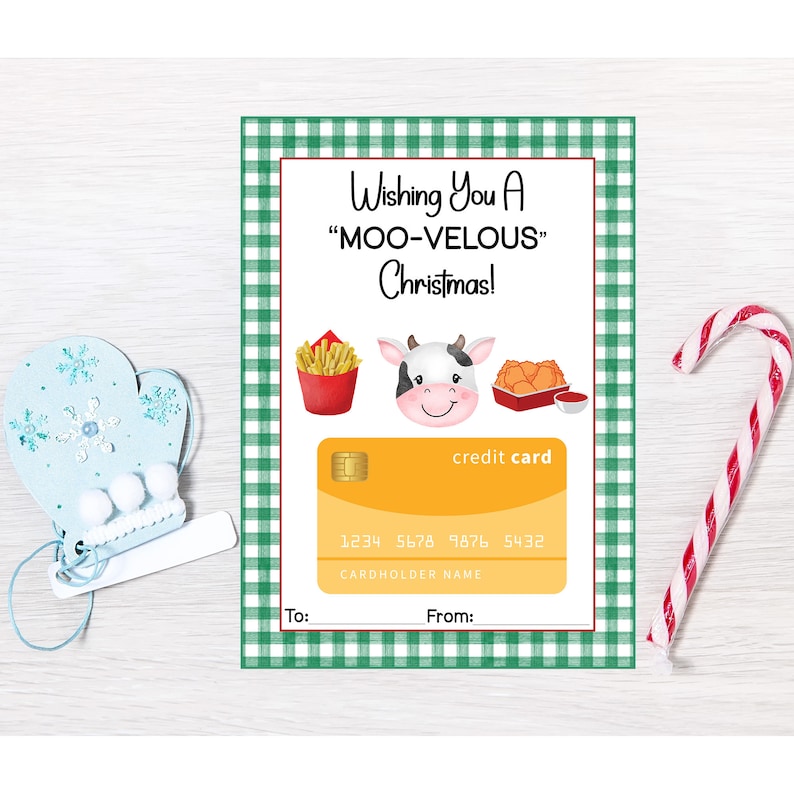 PRINTABLE Wishing You A Moo-velous Christmas Cow Chicken - Etsy