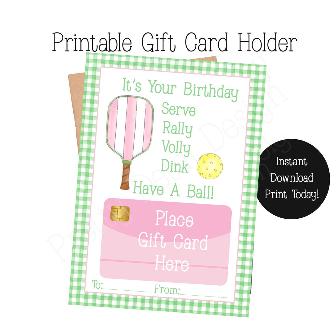 Printable Pickleball Birthday Gift Card Holder, Pickleball Gift, Gift ...