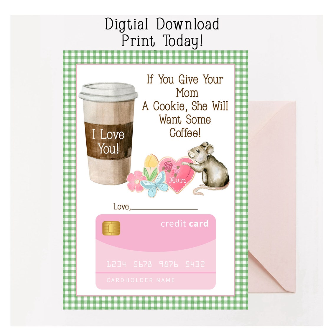 Printable Mothers Day Gift Card Holder, Gift for Mom, Mothers Day Card ...