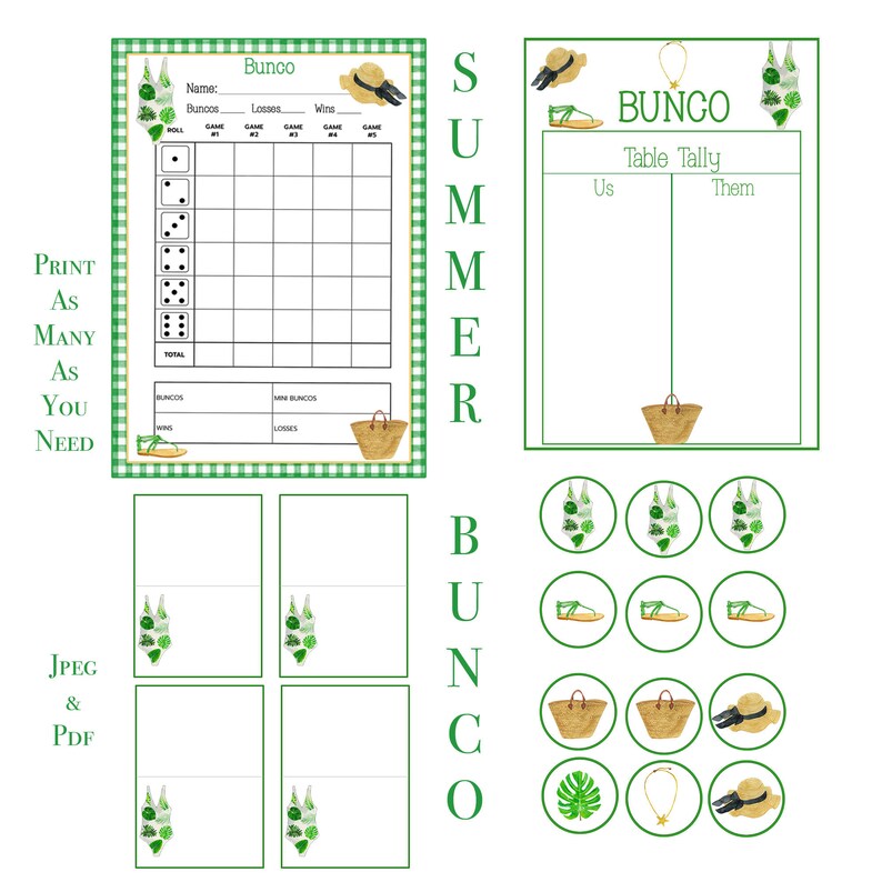 Summer Bunco Score Card, Score Sheet, Bunko Party, Beach Bunco, Summer ...