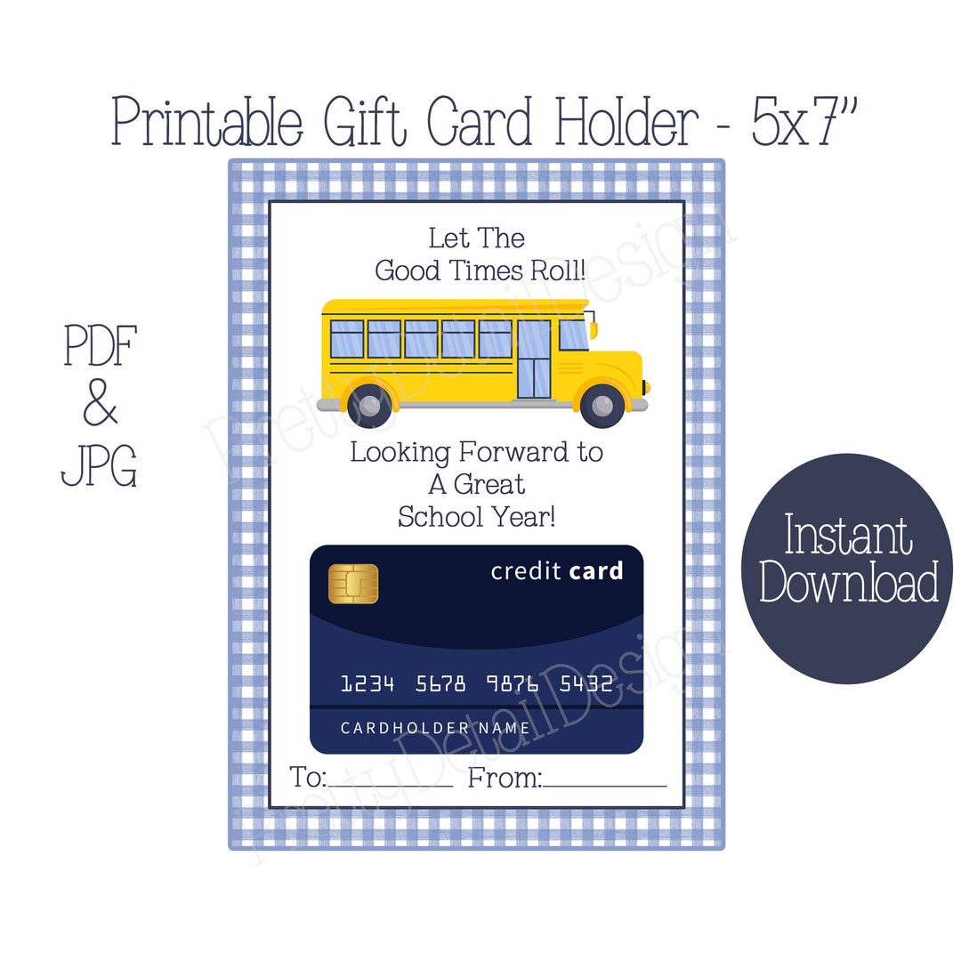 PRINTABLE Bus Driver First Day of School Gift Card Holder, Gift for Bus ...