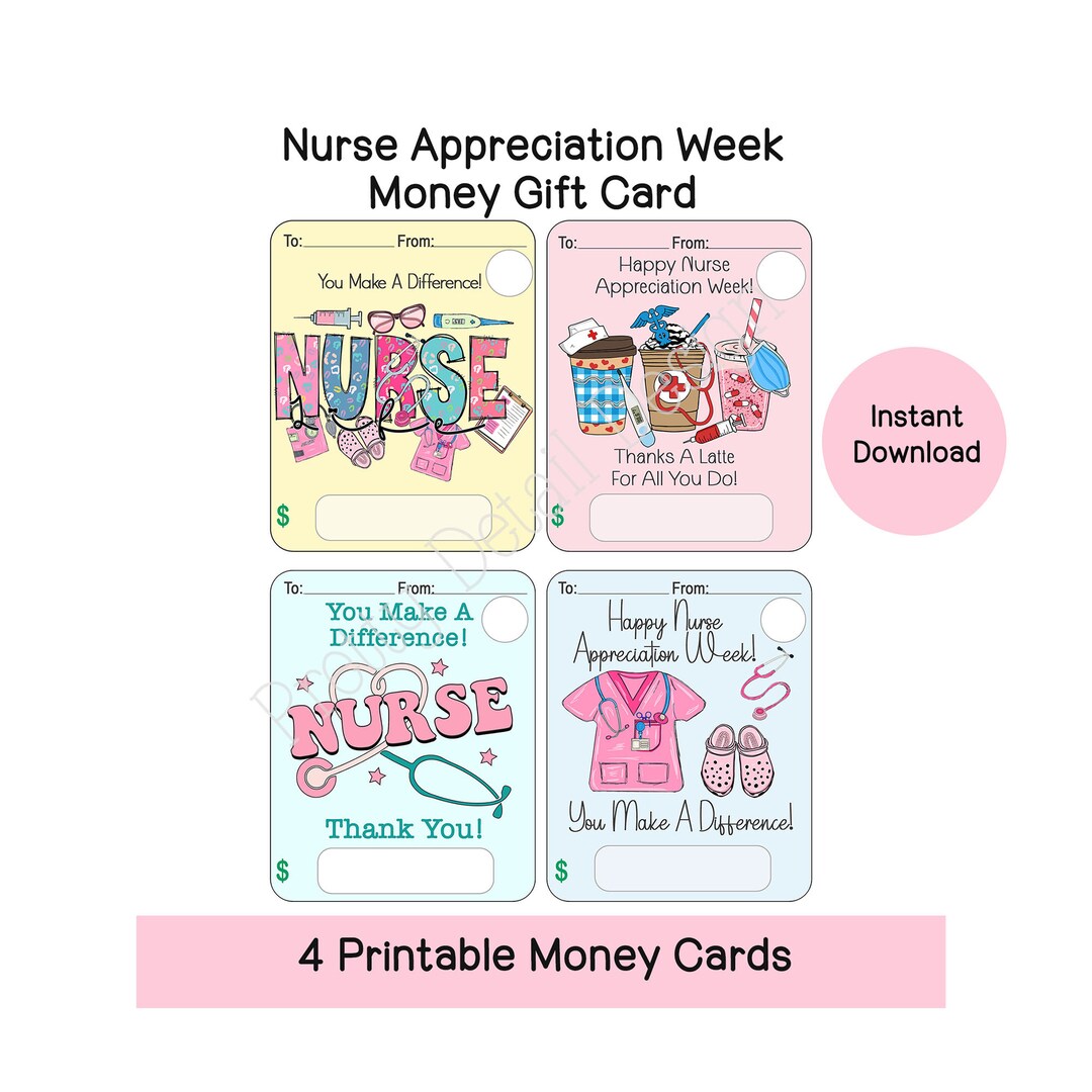 Nurse Money Card Holders, Printable Nursing Money Cards, Graduation ...