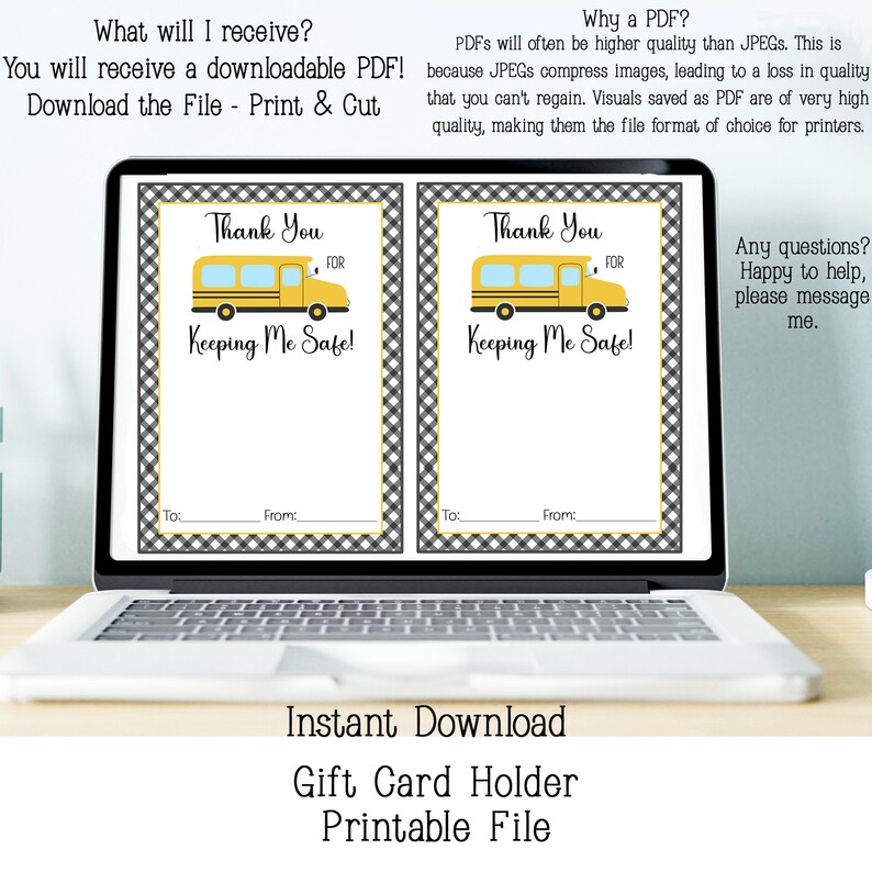 PRINTABLE Bus Driver Thank You Gift Card Holder Gift for Bus - Etsy