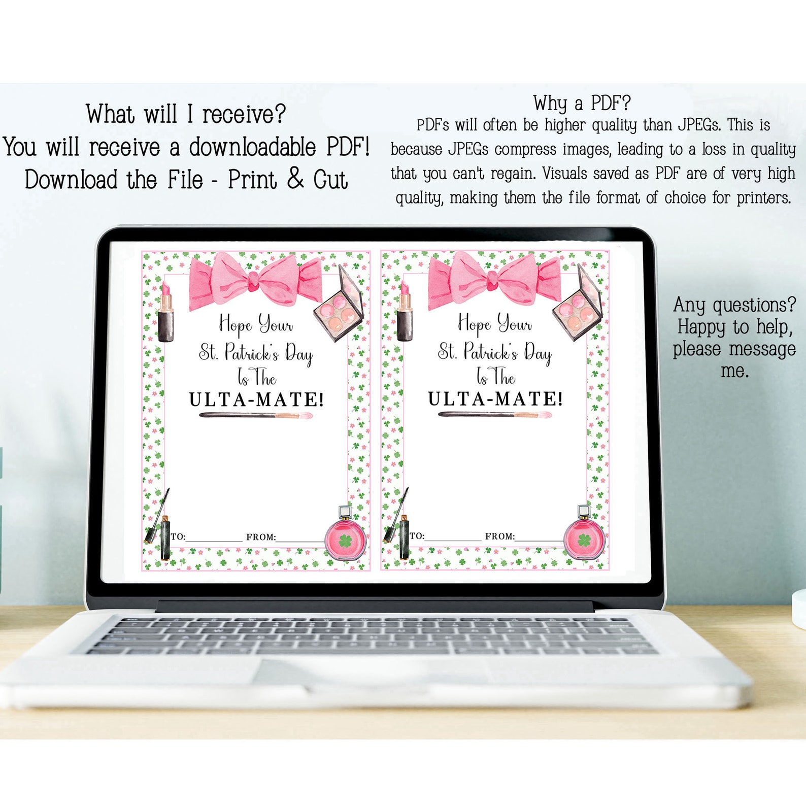 Printable Ulta-mate St. Patrick's Day Gift Card Holder, Makeup Gift ...