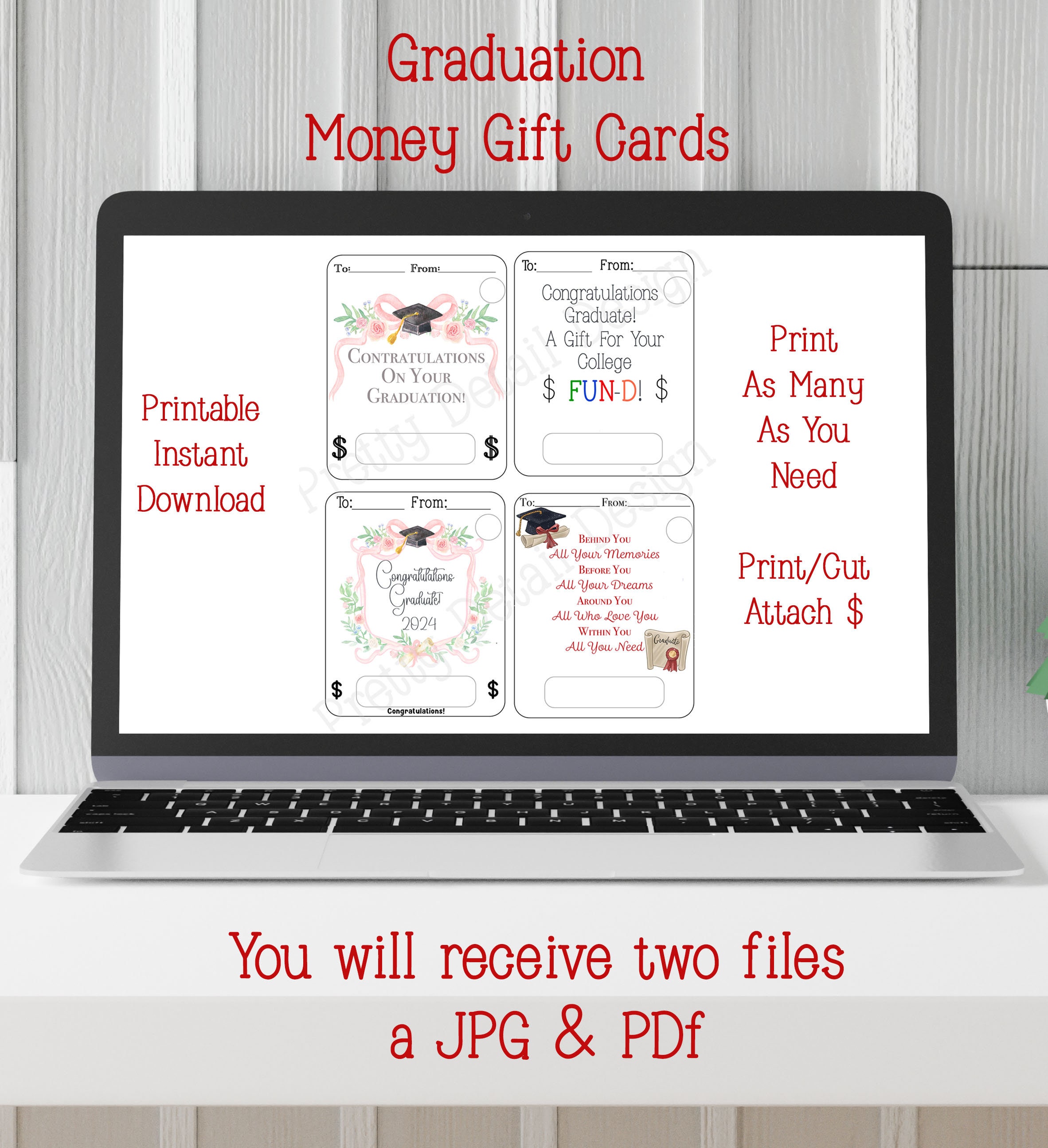 Printable Graduation Money Gift Cards, Graduation Printable for Male ...
