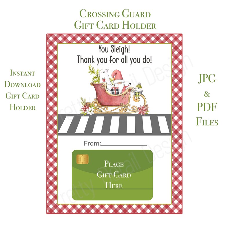 PRINTABLE Crossing Guard Christmas Gift Card Holder, Gift for Crossing ...