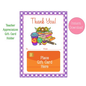 Printable Teacher Appreciation Gift Card Holder, Teacher Week, Thank ...