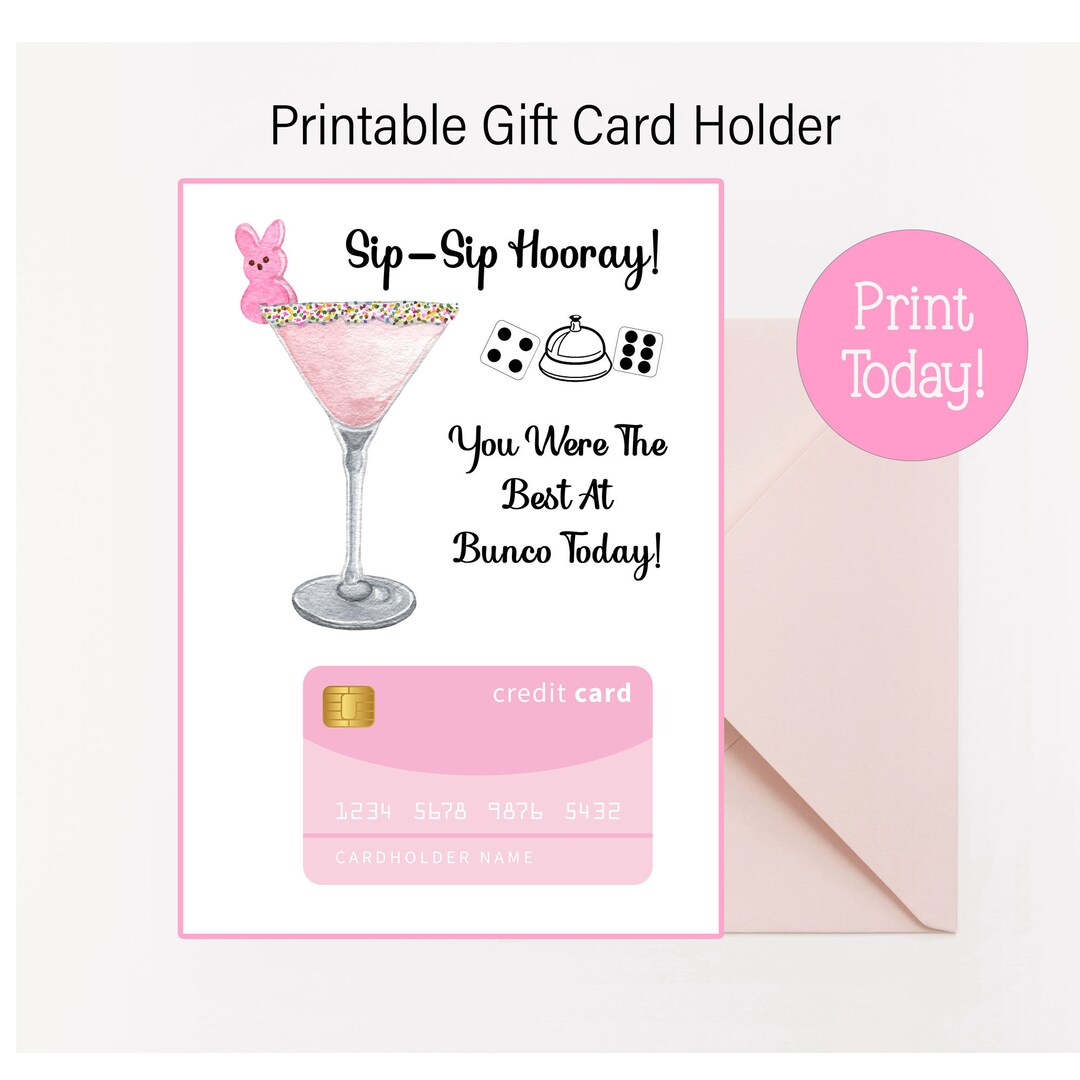 Printable Bunco Gift Card Holder, Bunco Prize, Easter Bunco Winners ...
