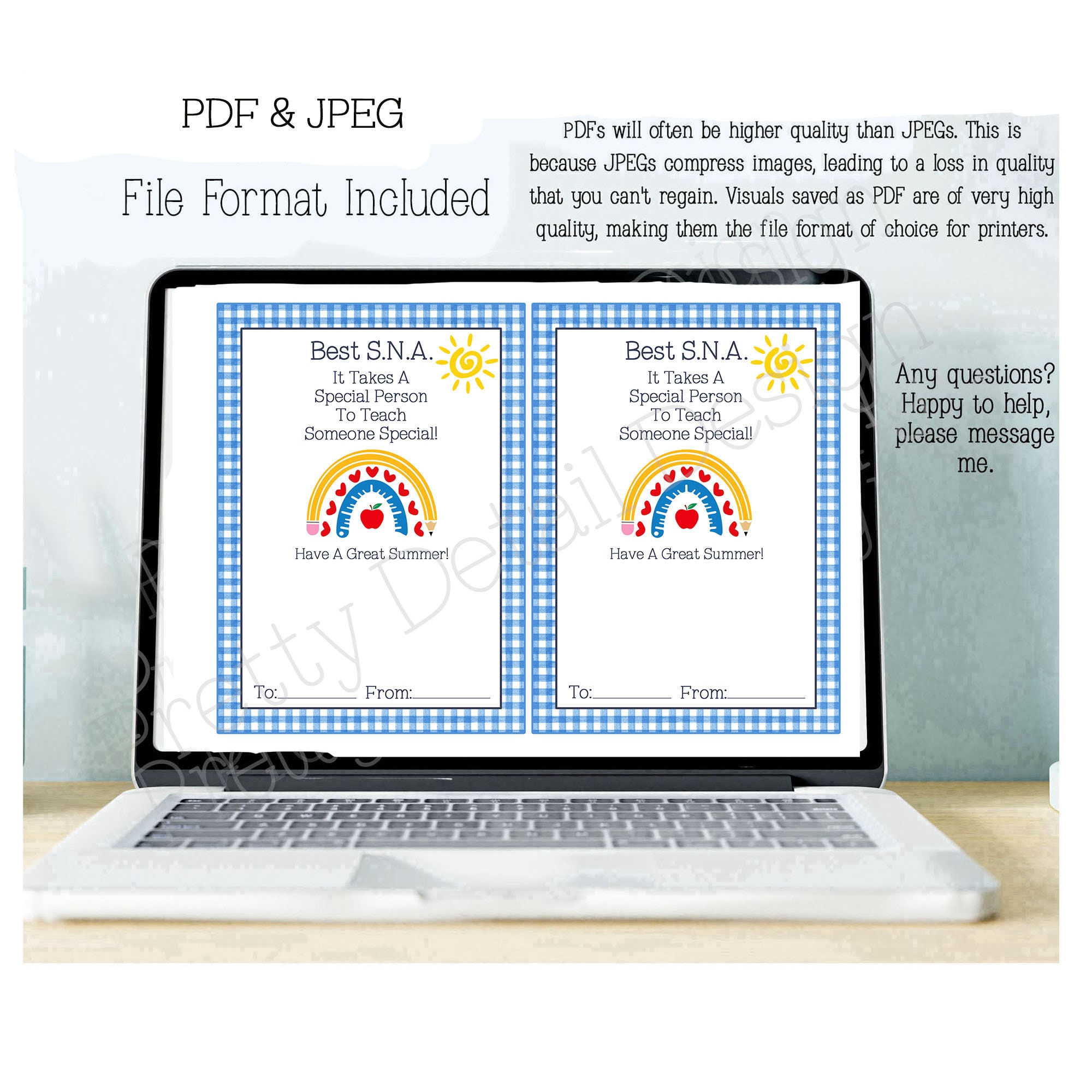Printable Summer Break Gift Card Holder for Special Needs Staff, Gift ...