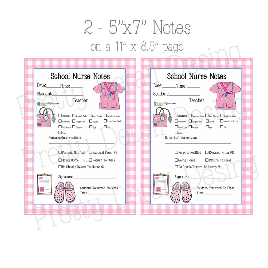 School Nurse Notes Printable School Nurse Office Pass School Health Office Pass School Nurse