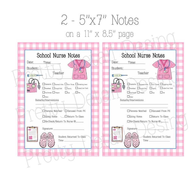 School Nurse Notes Printable, School Nurse Office Pass, School Health ...