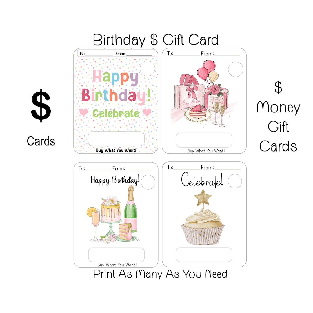 Printable Birthday Money Card Holder, Gift Card, Money Holder, Instant ...