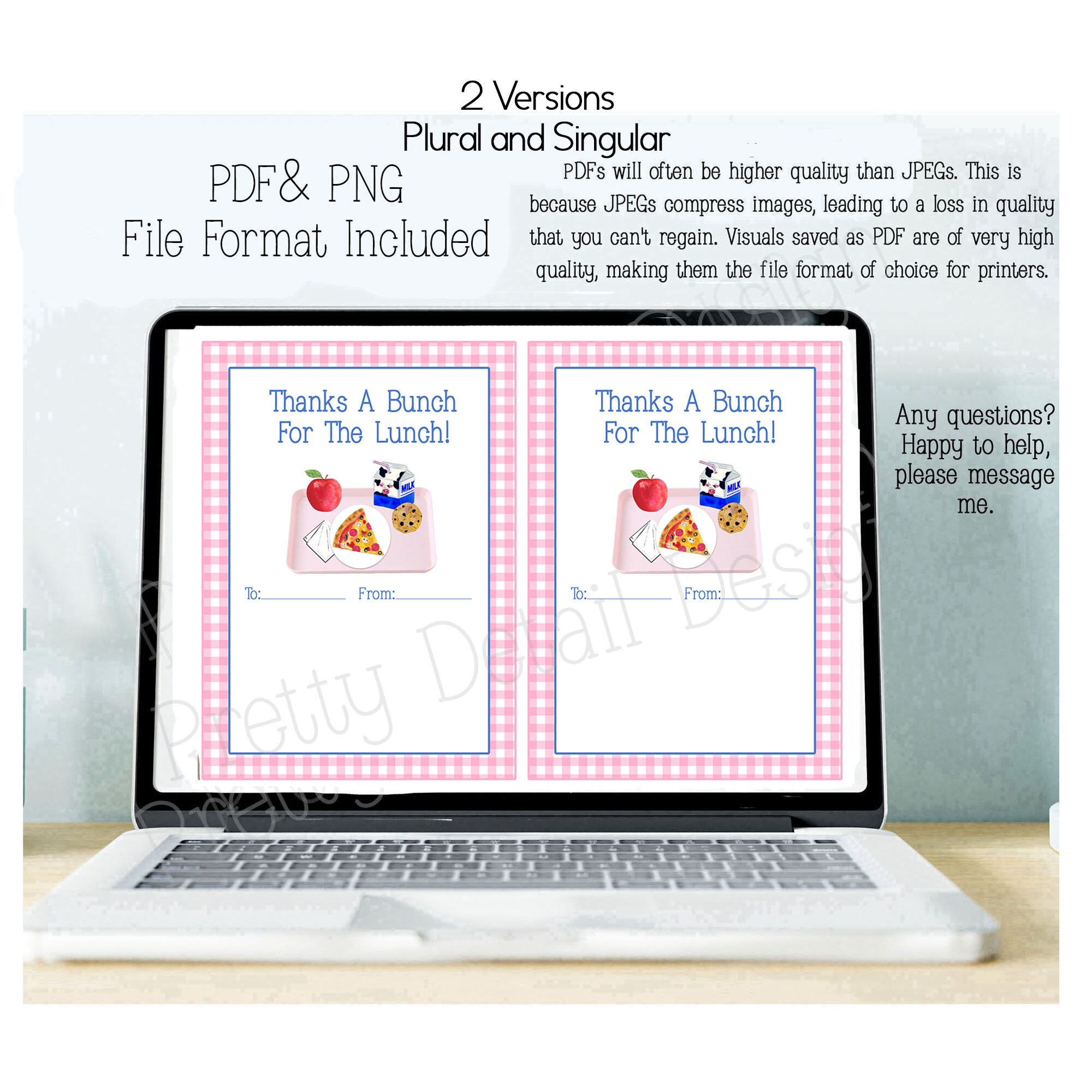 PRINTABLE Cafeteria Staff Thank You Gift Card Holder, Gift for ...