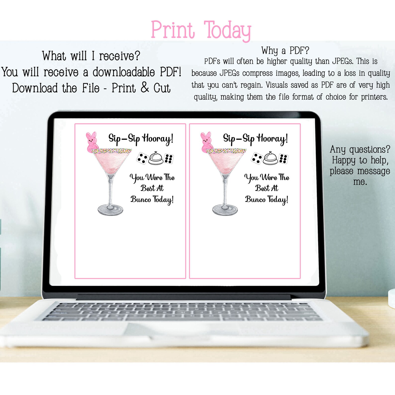 Printable Bunco Gift Card Holder, Bunco Prize, Easter Bunco Winners ...