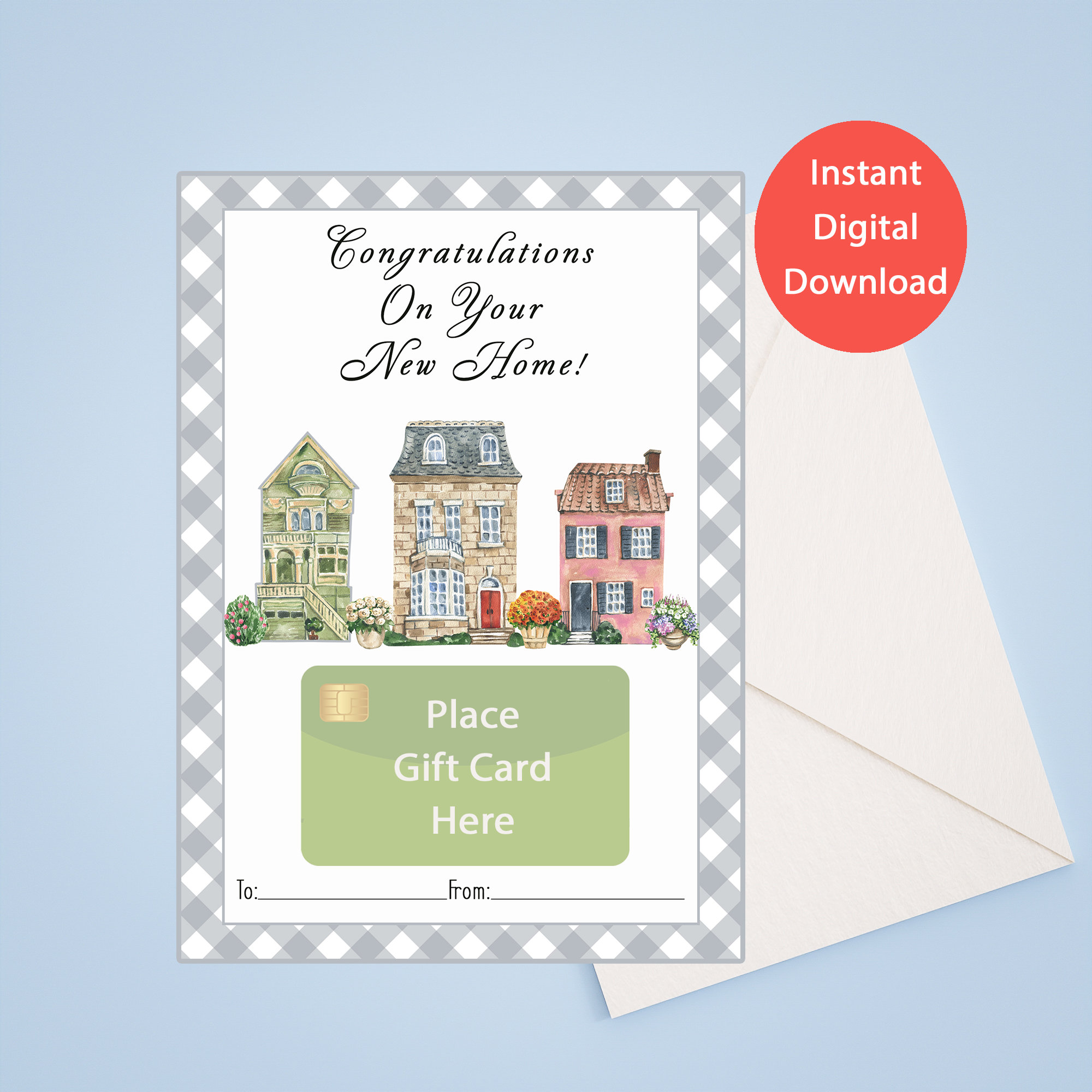 Printable New House Gift Card Holder, Congrats on Your New House Card ...